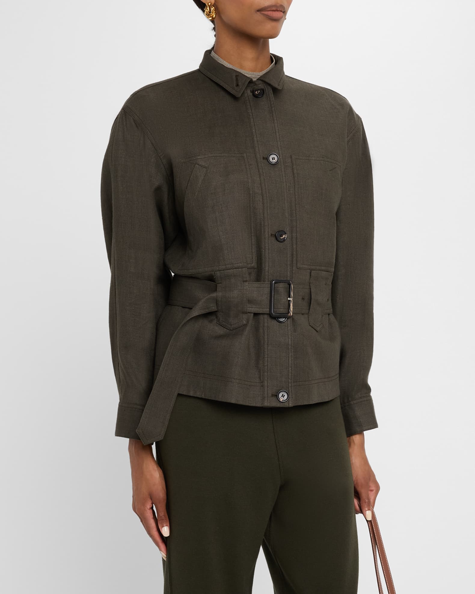Loro Piana Jaylon Structured Linen Wool Field Jacket | Neiman Marcus