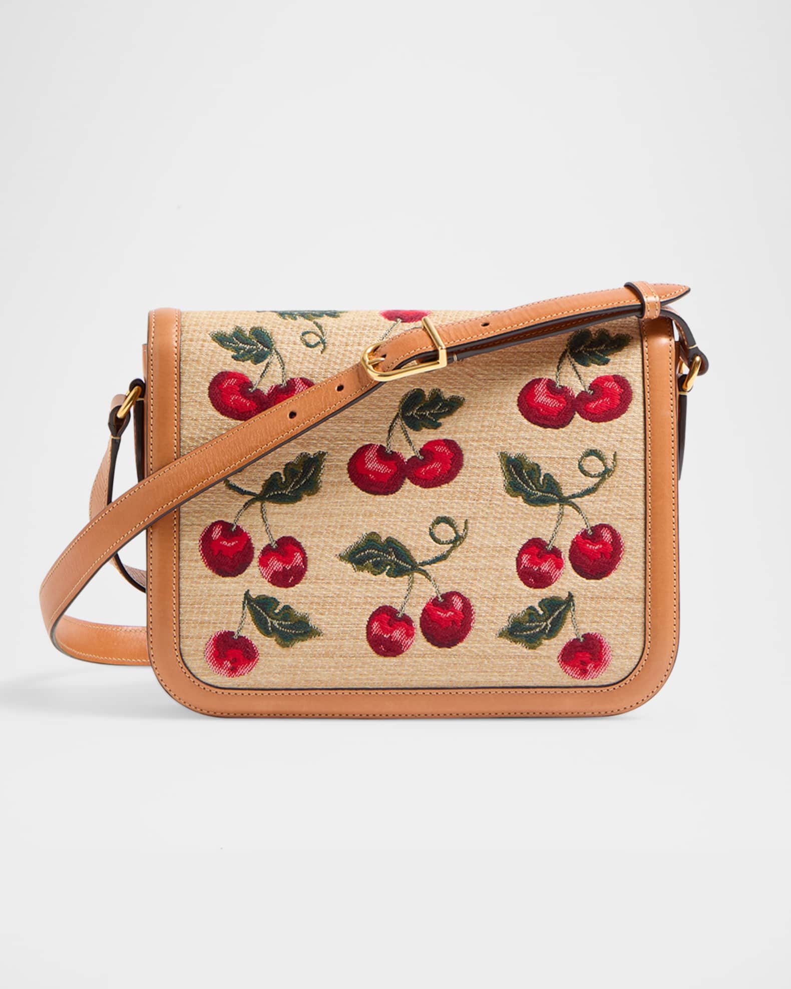 Valentino Garavani 9 to 5 Cherries Jacquard Saddle Crossbody Valentino Garavani 9 to 5 Cherries Jacquard Saddle Crossbody