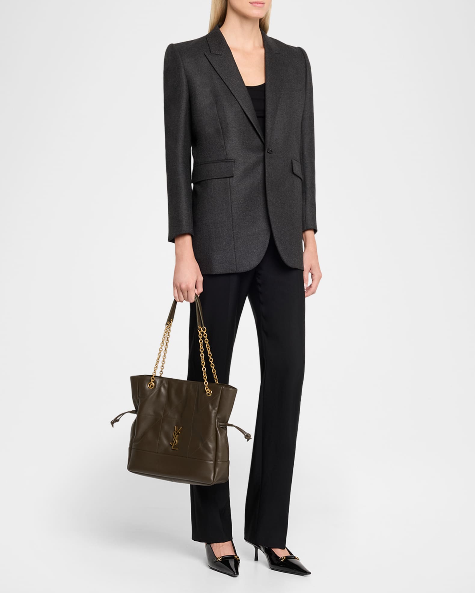 Saint Laurent Jamie 4.3 Small YSL Tote Bag in Quilted Leather | Neiman ...