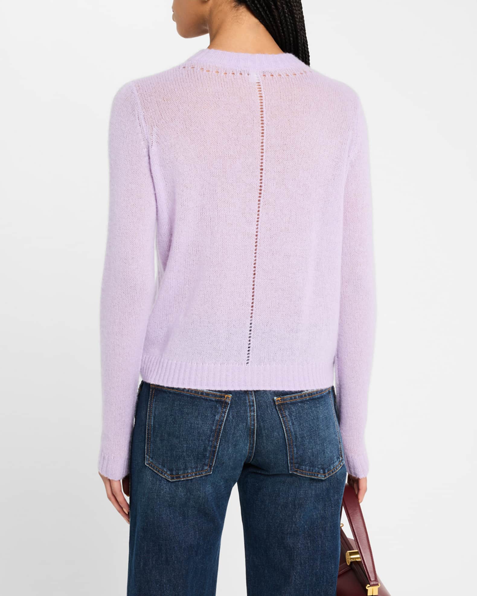 Autumn Cashmere Crewneck Ladder-Stitch Sweater | Neiman Marcus