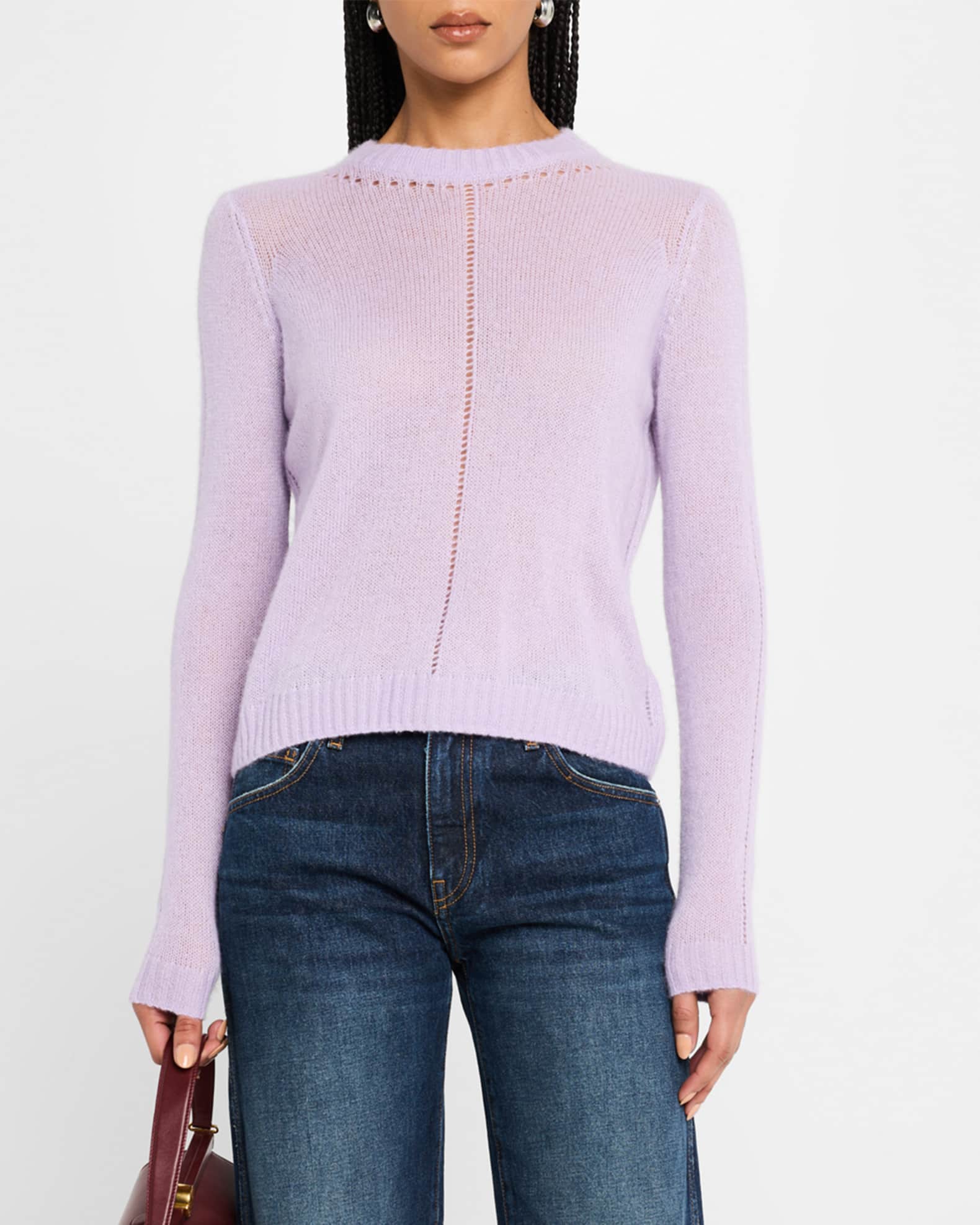 Autumn Cashmere Crewneck Ladder-Stitch Sweater | Neiman Marcus