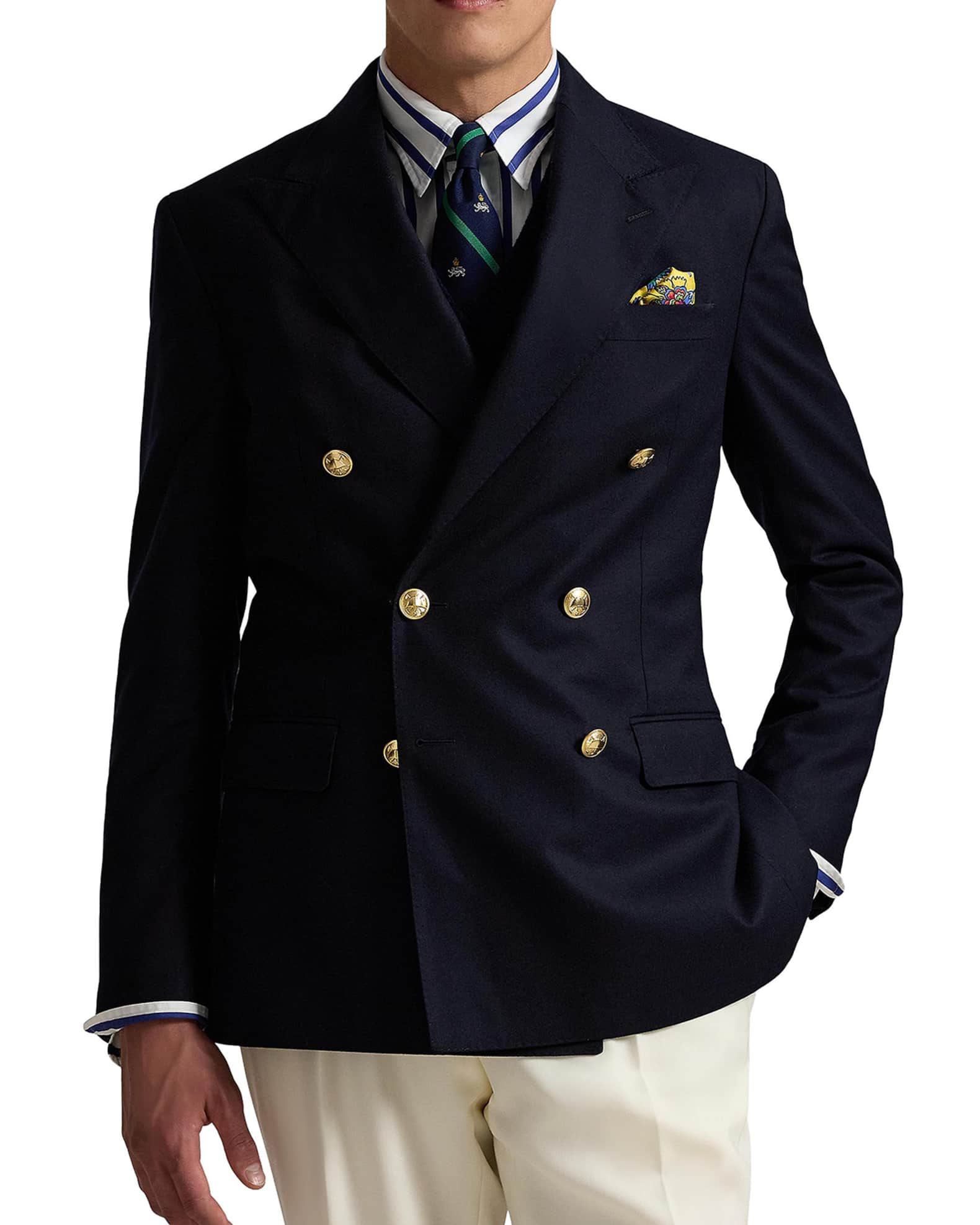 Polo Ralph Lauren Men's The Iconic Doeskin Double-Breasted Blazer | Neiman Marcus