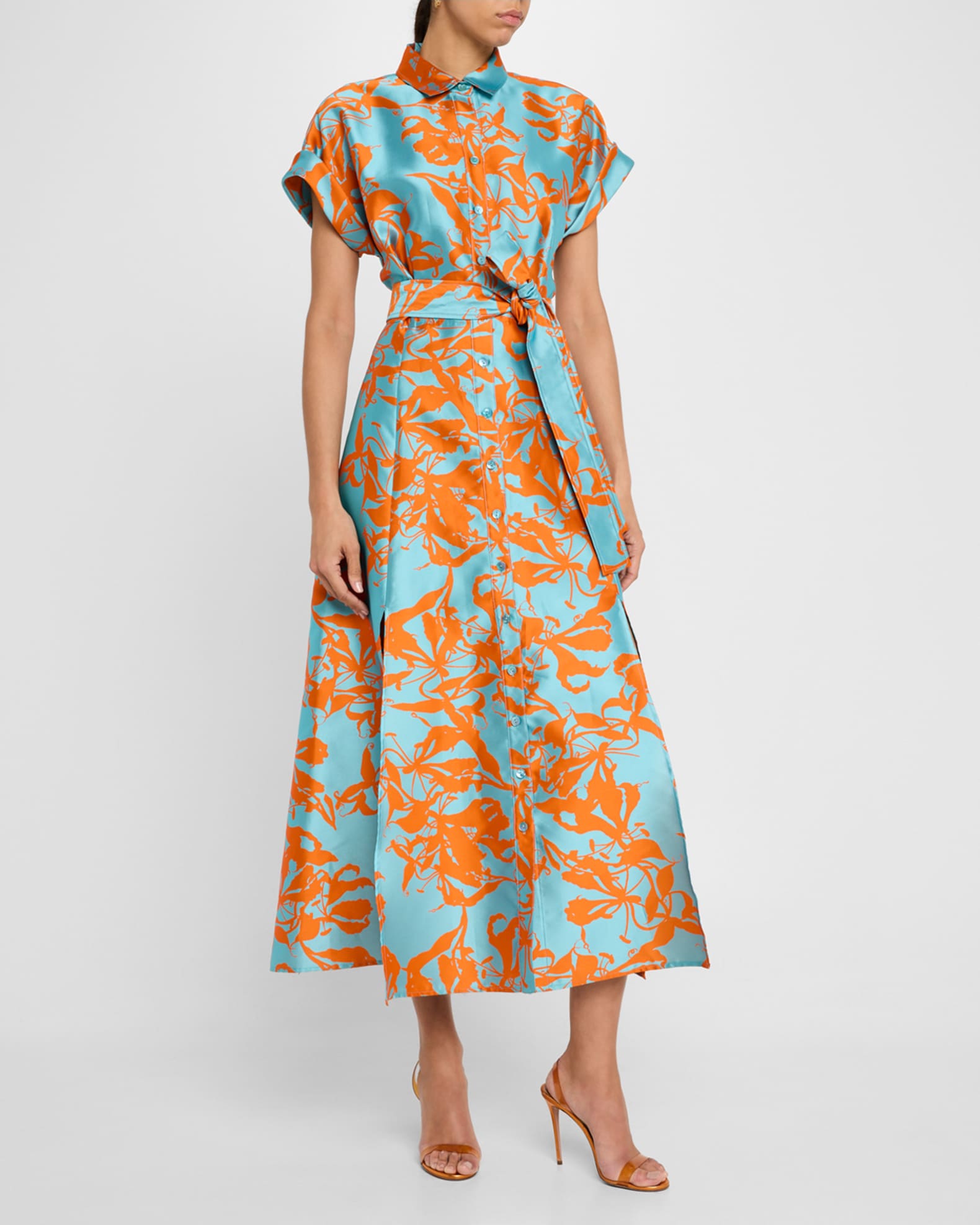 Finley Chantal Floral Jacquard Midi Shirtdress | Neiman Marcus