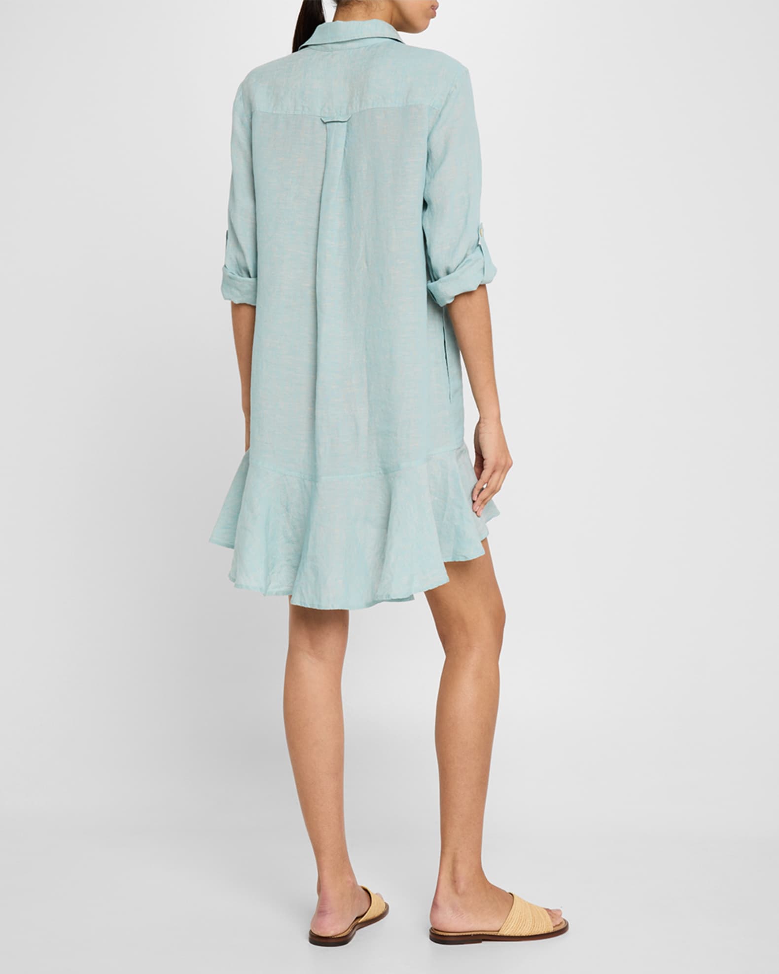 Finley Flounce Linen Chambray Shirtdress | Neiman Marcus
