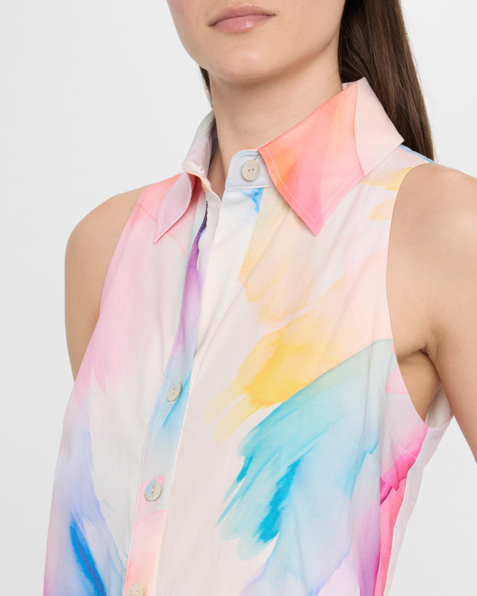 Finley Swing Sleeveless Abstract-Print Shirtdress | Neiman Marcus