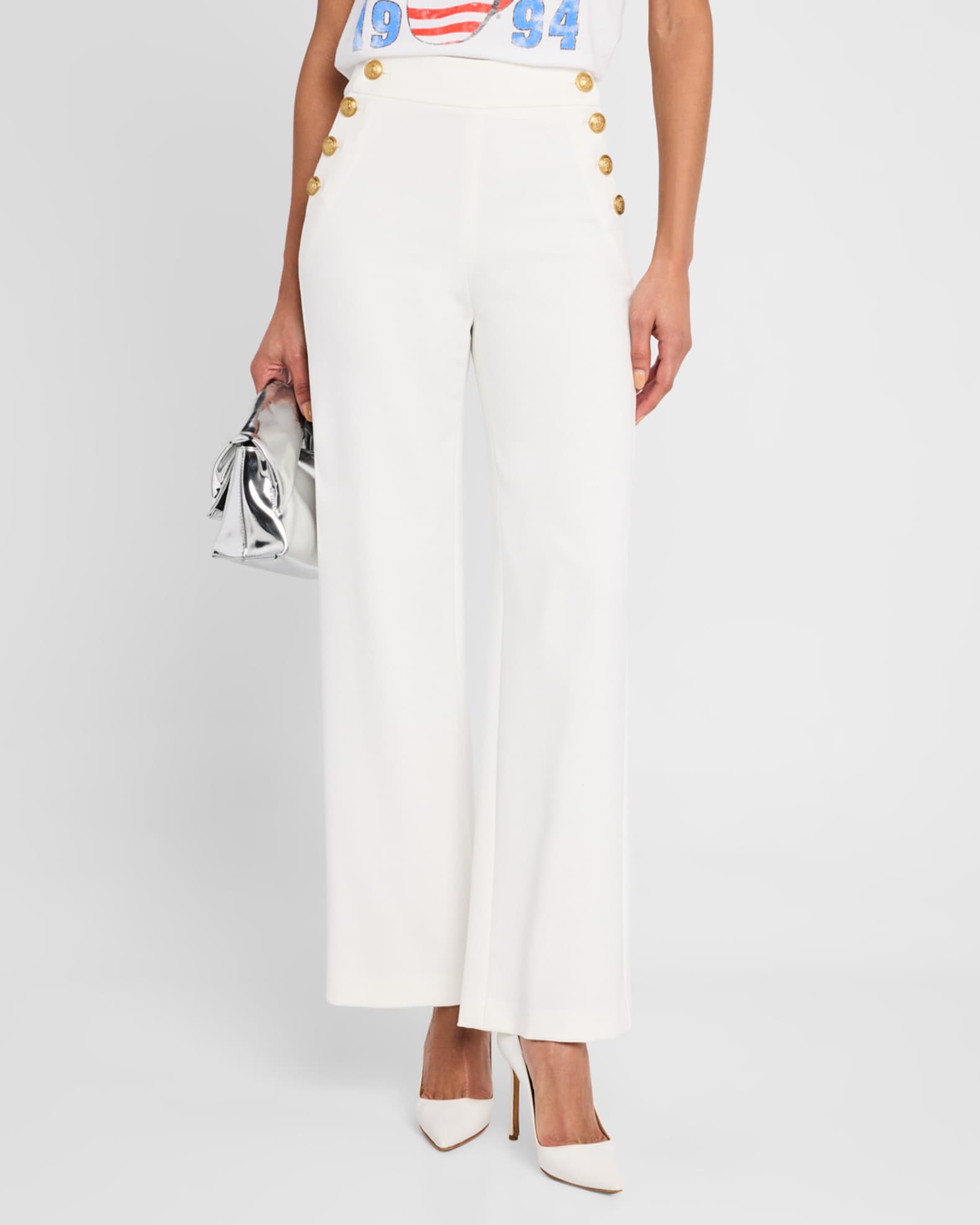ALICE + OLIVIA Narin High-Rise Buttoned Pants | Neiman Marcus
