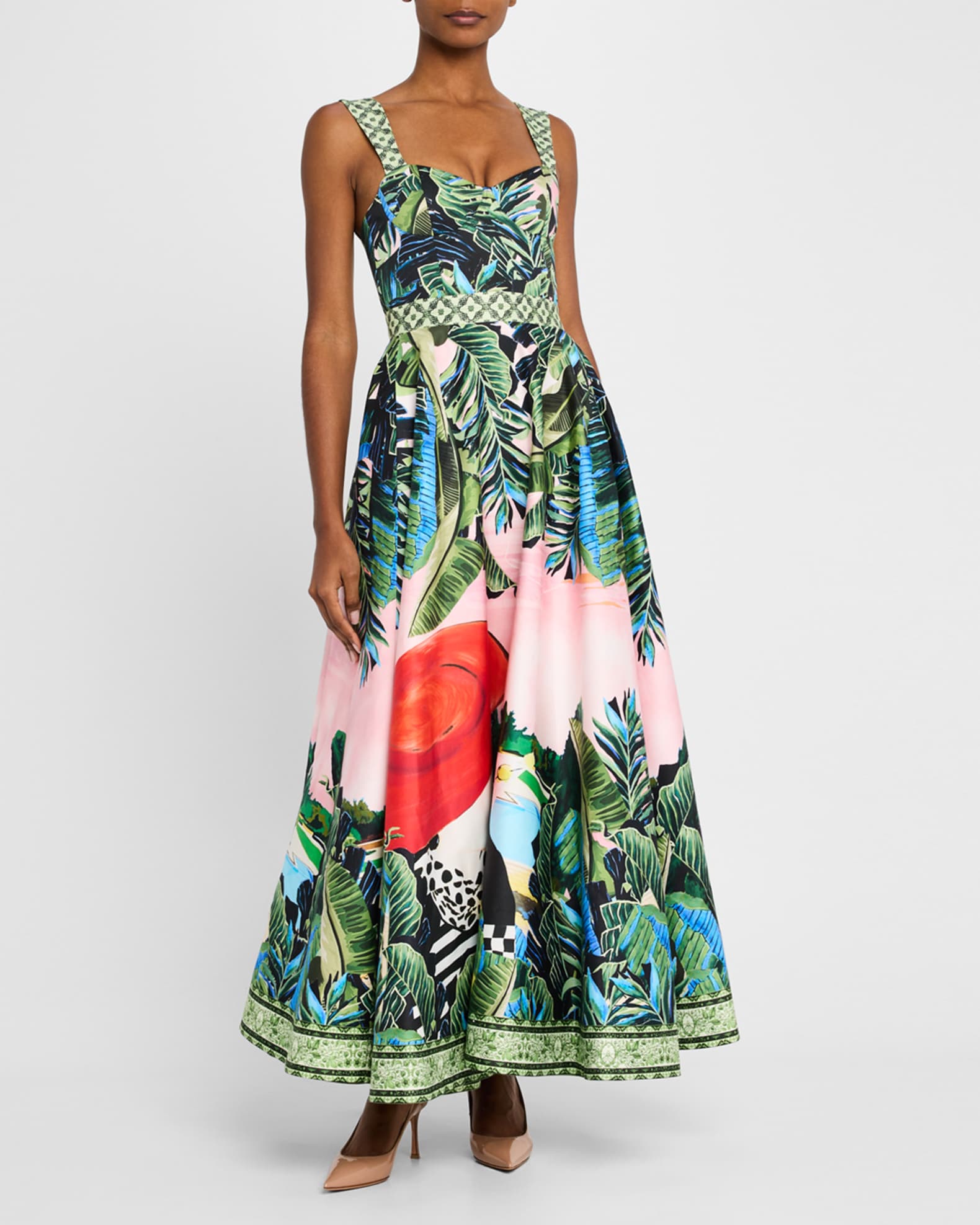 Alice + Olivia Fia Structured Bustier Fit-and-Flare Midi Dress | Neiman ...