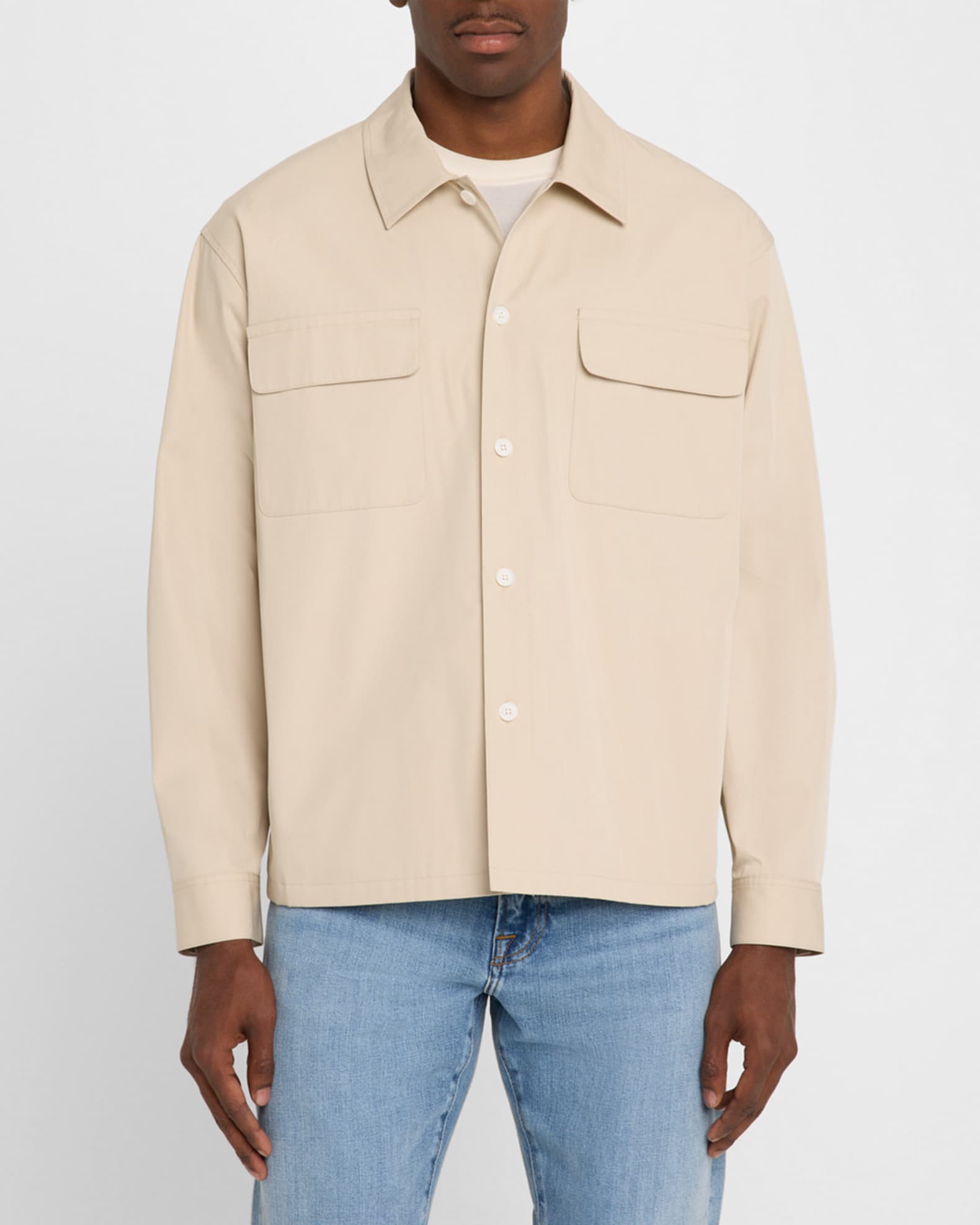 FRAME Men's Cotton Double-Pocket Overshirt | Neiman Marcus