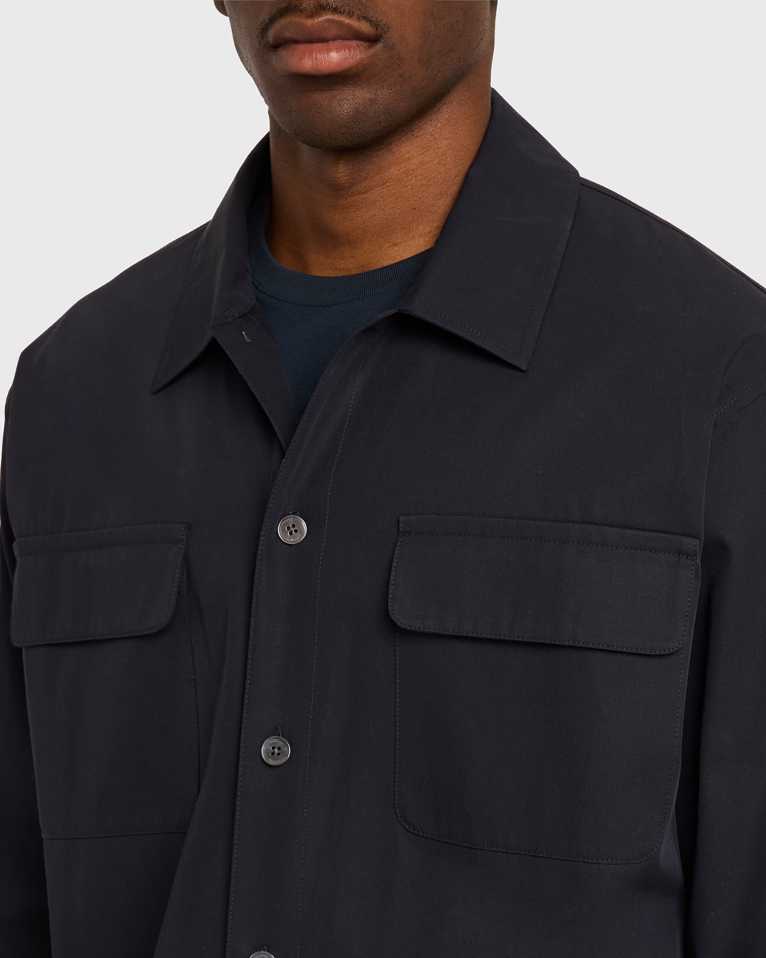 FRAME Men's Cotton Double-Pocket Overshirt | Neiman Marcus