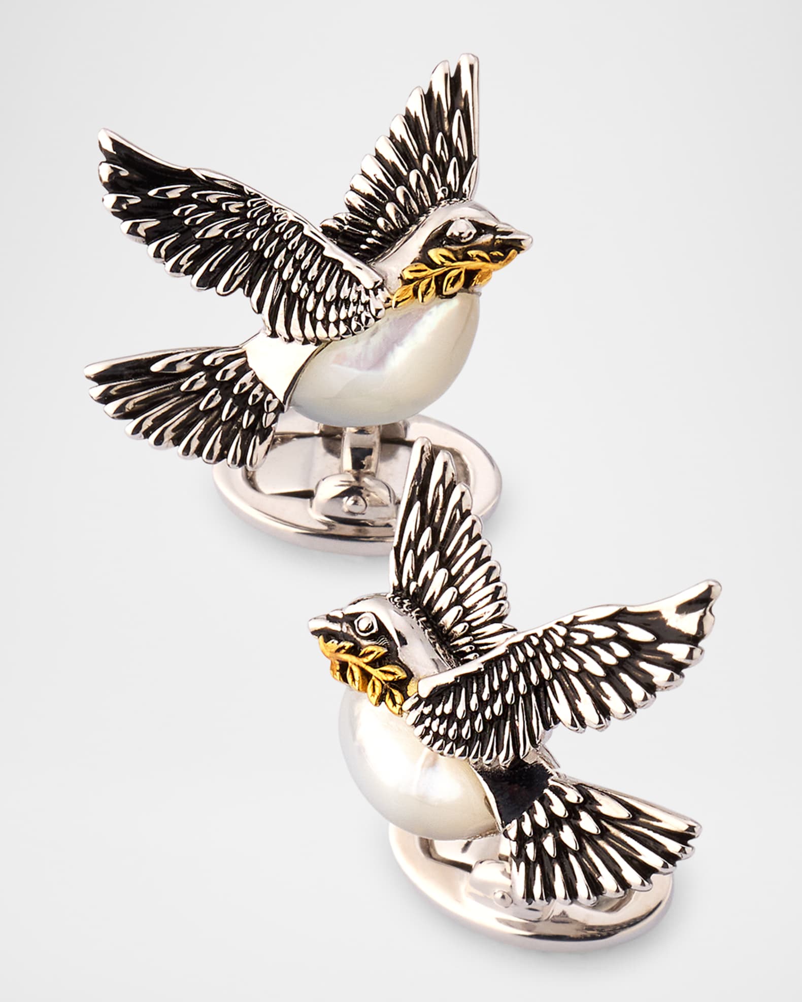 Jan Leslie Men's Peace Dove Sterling Silver Cufflinks | Neiman Marcus