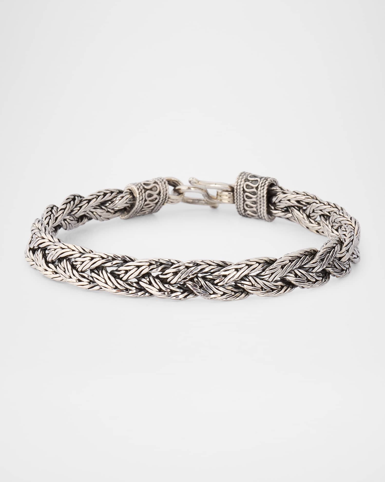Jan Leslie Men's Braided Sterling Silver Bracelet | Neiman Marcus