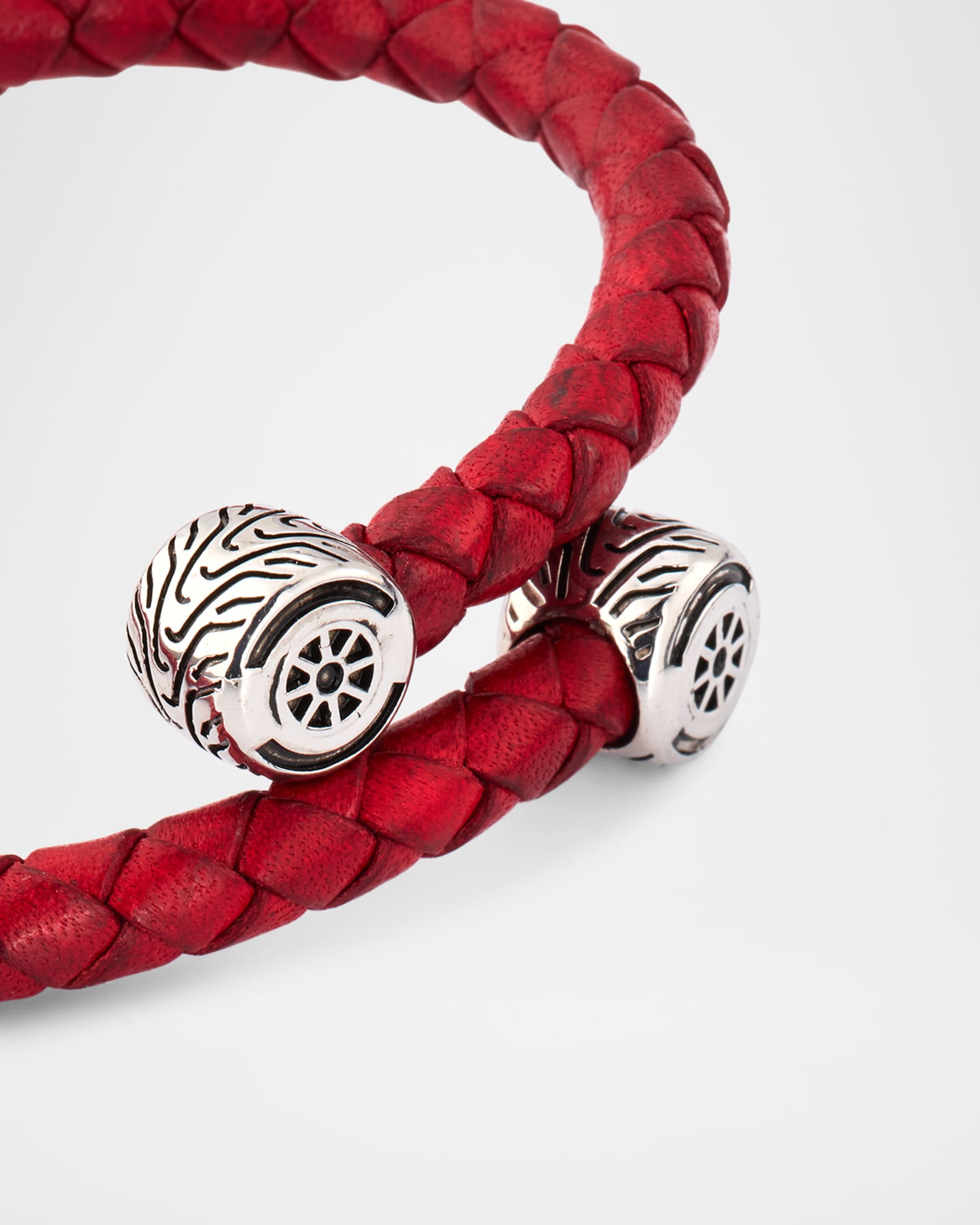 Jan Leslie Men's Braided Leather Bracelet with Enamel Race Car | Neiman ...