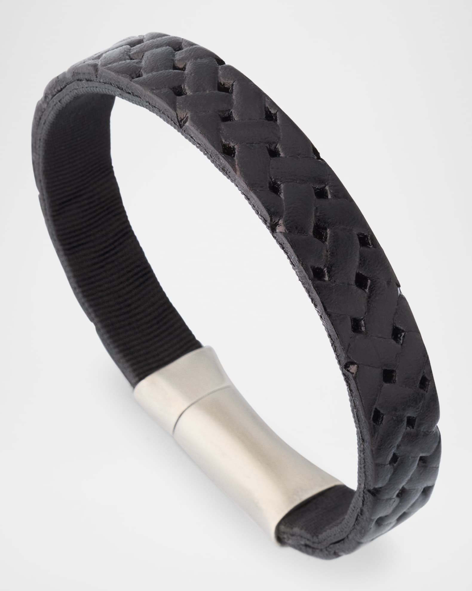 Link Up Men's Embossed Braided Leather Bracelet | Neiman Marcus