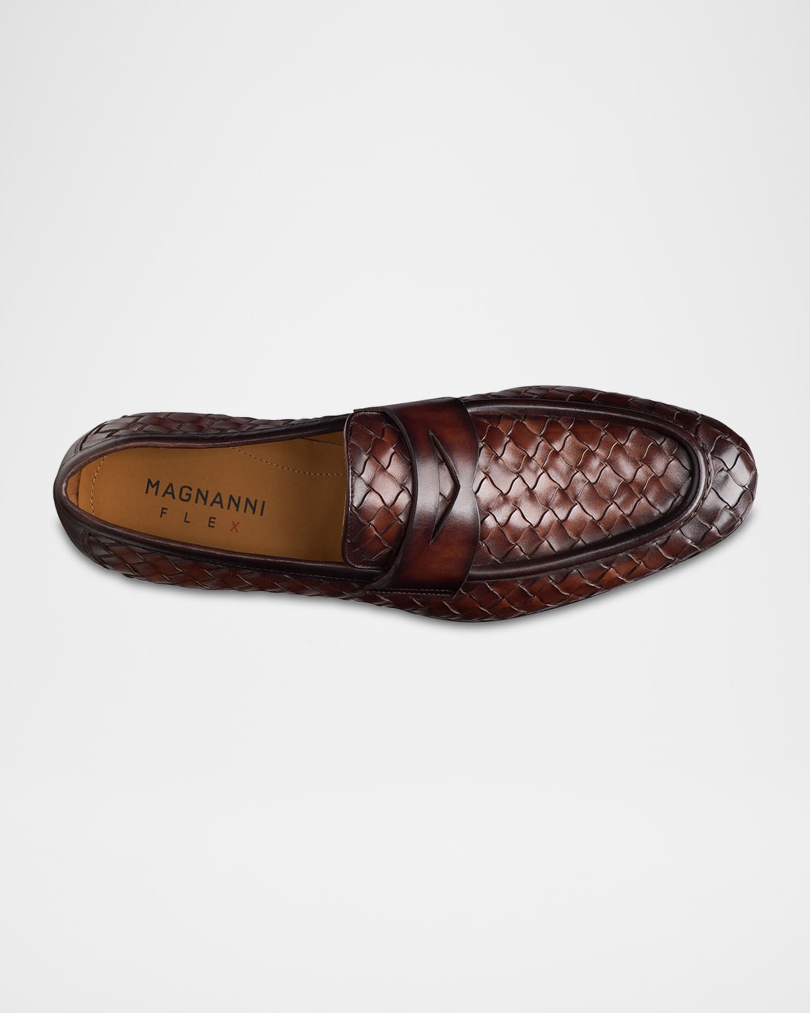 Magnanni Men's Hyde Woven Leather Penny Loafers | Neiman Marcus