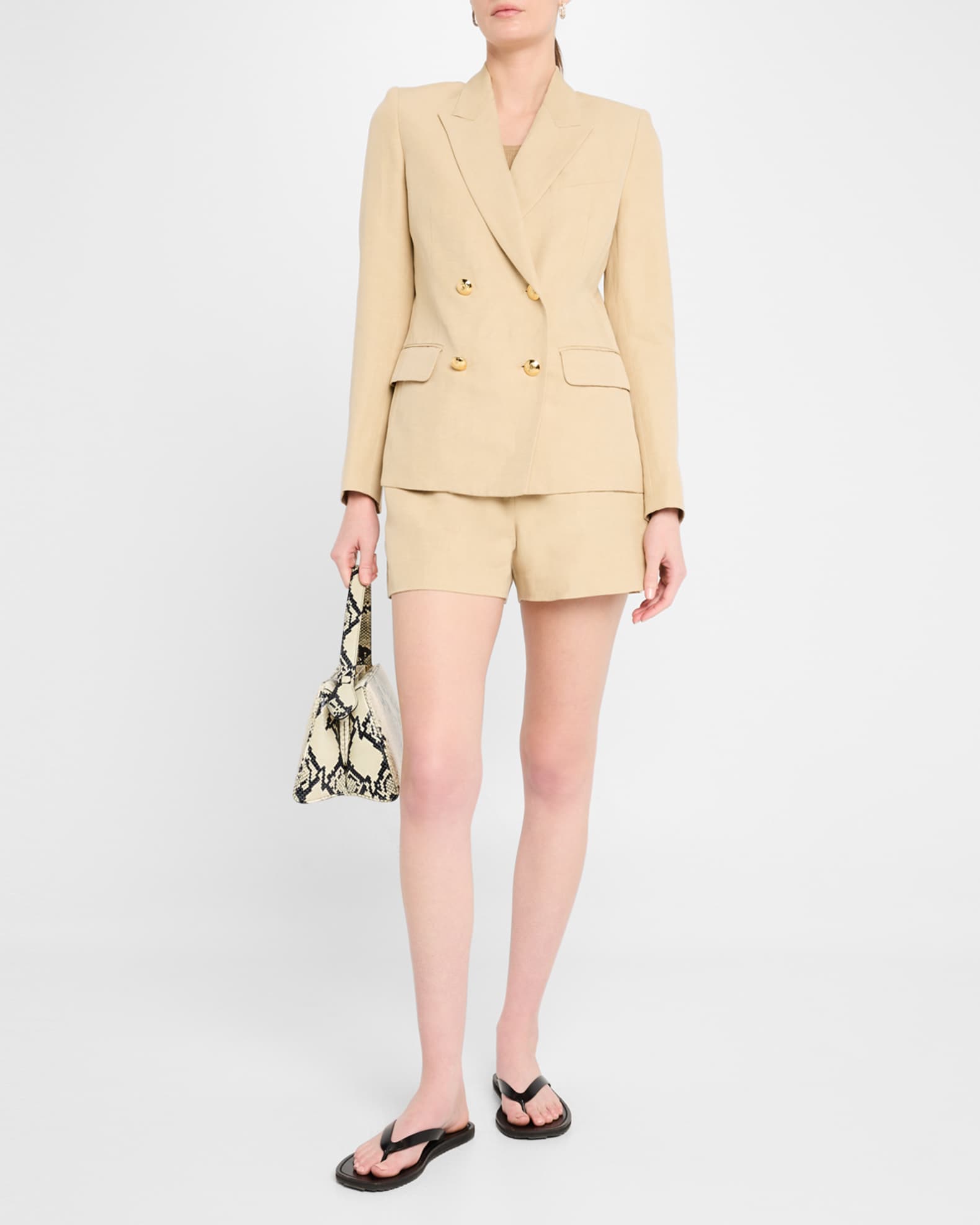 Nili Lotan Veda Double-Breasted Linen Jacket | Neiman Marcus