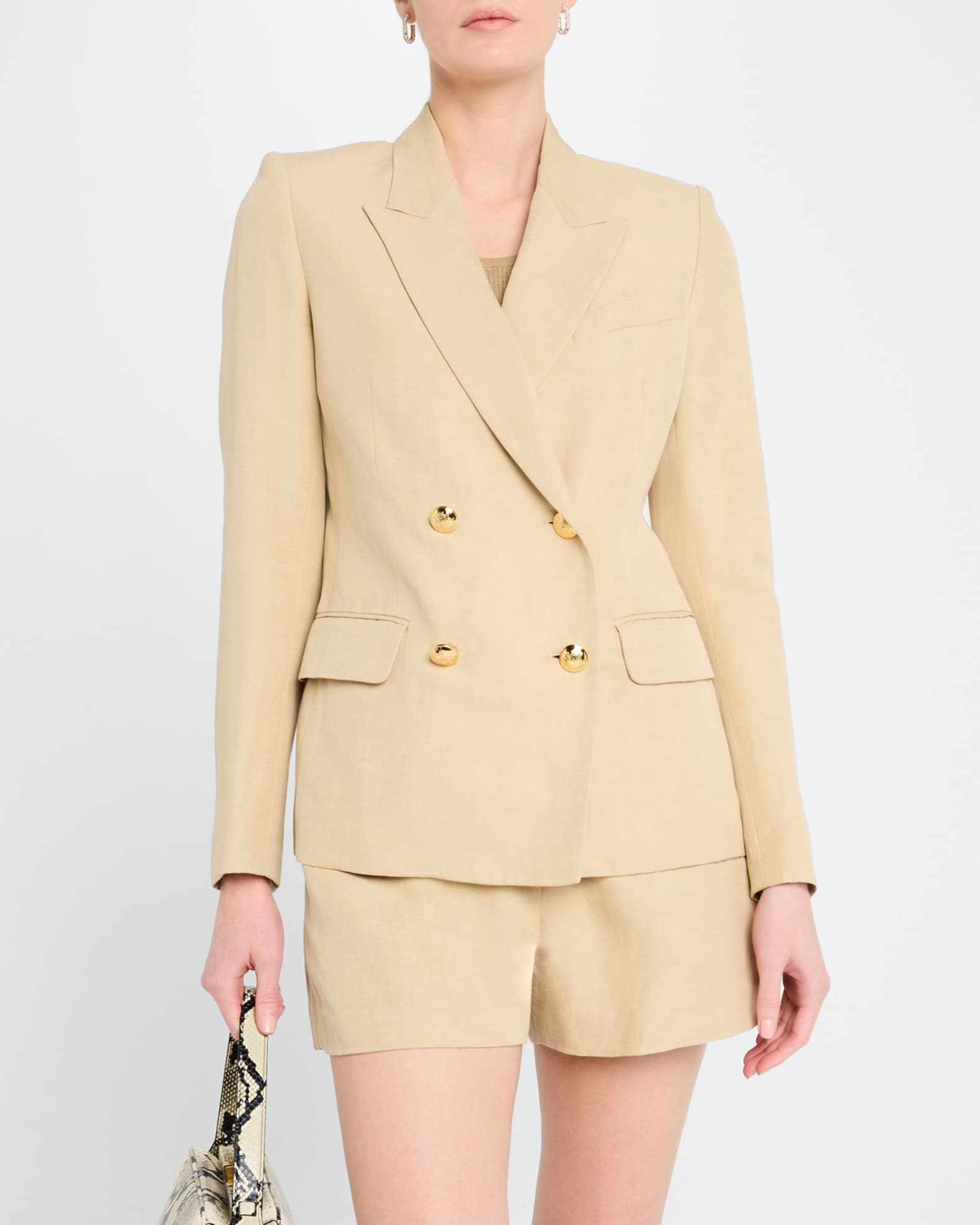 Nili Lotan Veda Double-Breasted Linen Jacket | Neiman Marcus