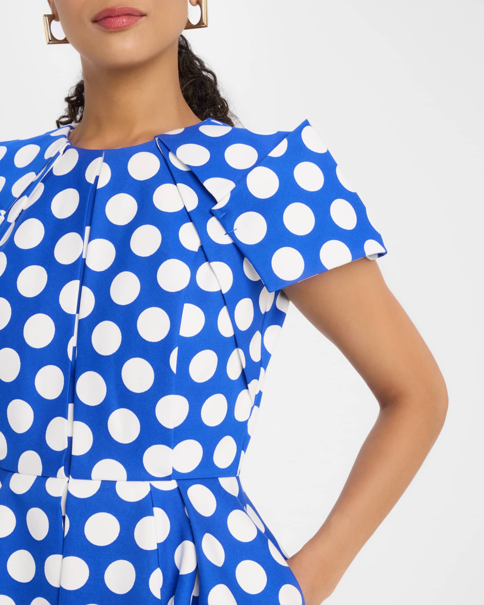 Dice Kayek Signature Pleated Polka-Dot Dress | Neiman Marcus