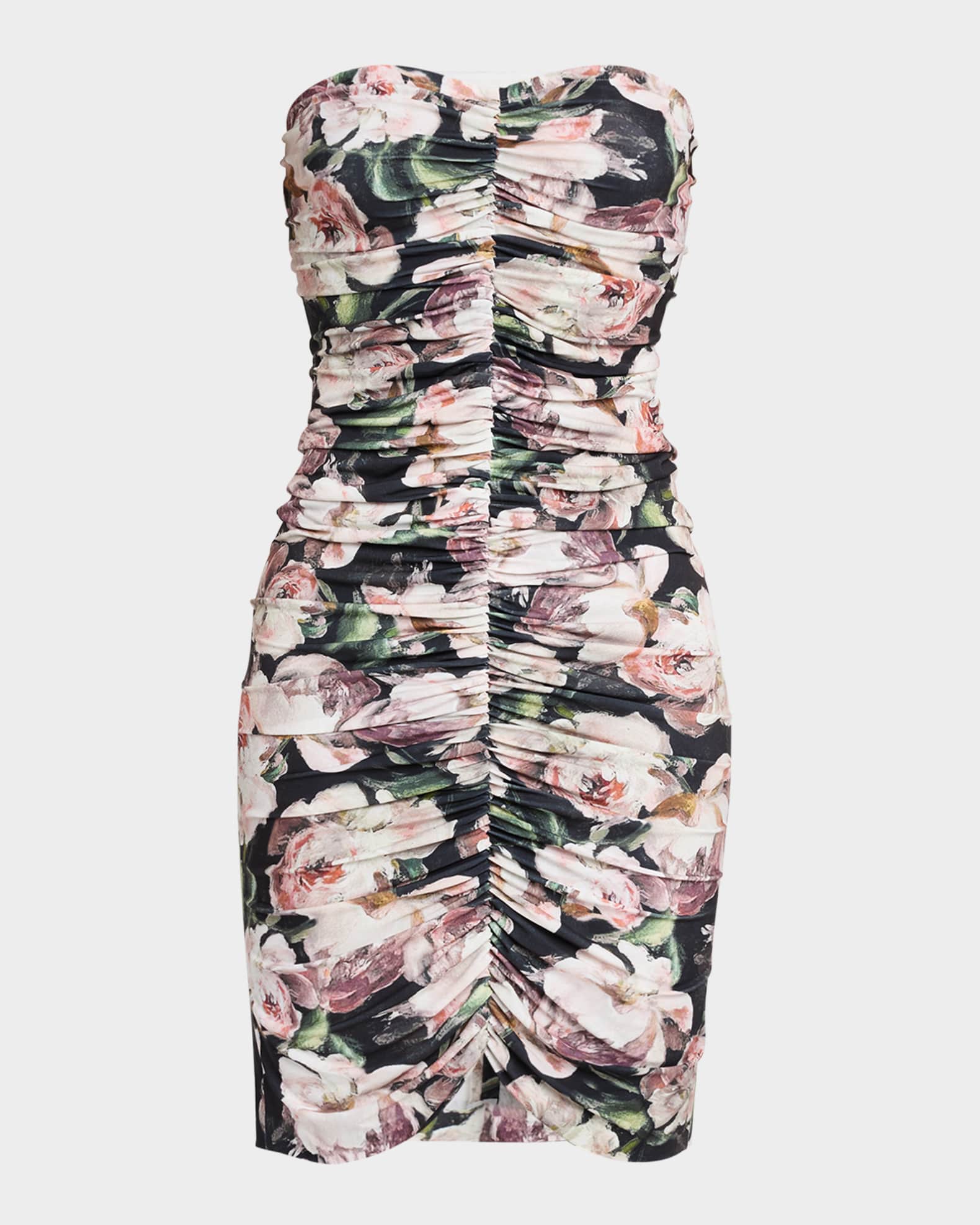 Norma Kamali Peony Strapless Shirred Dress | Neiman Marcus
