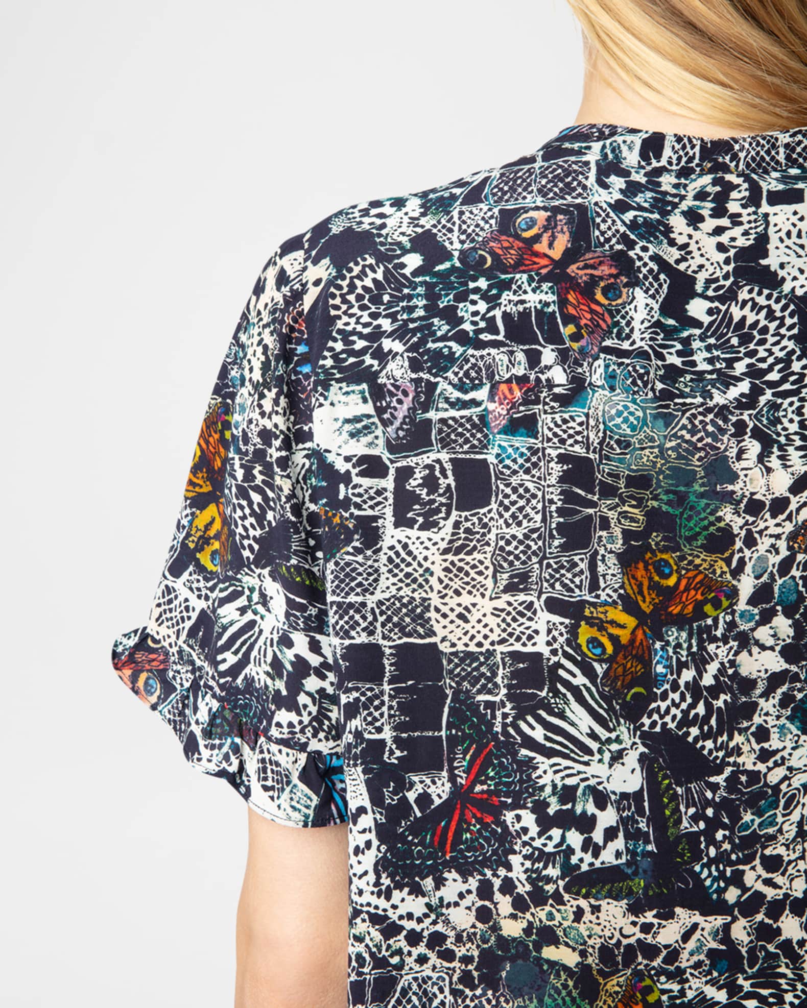 Zadig & Voltaire Tafiz Soft Butterflies Button-Front Blouse | Neiman Marcus