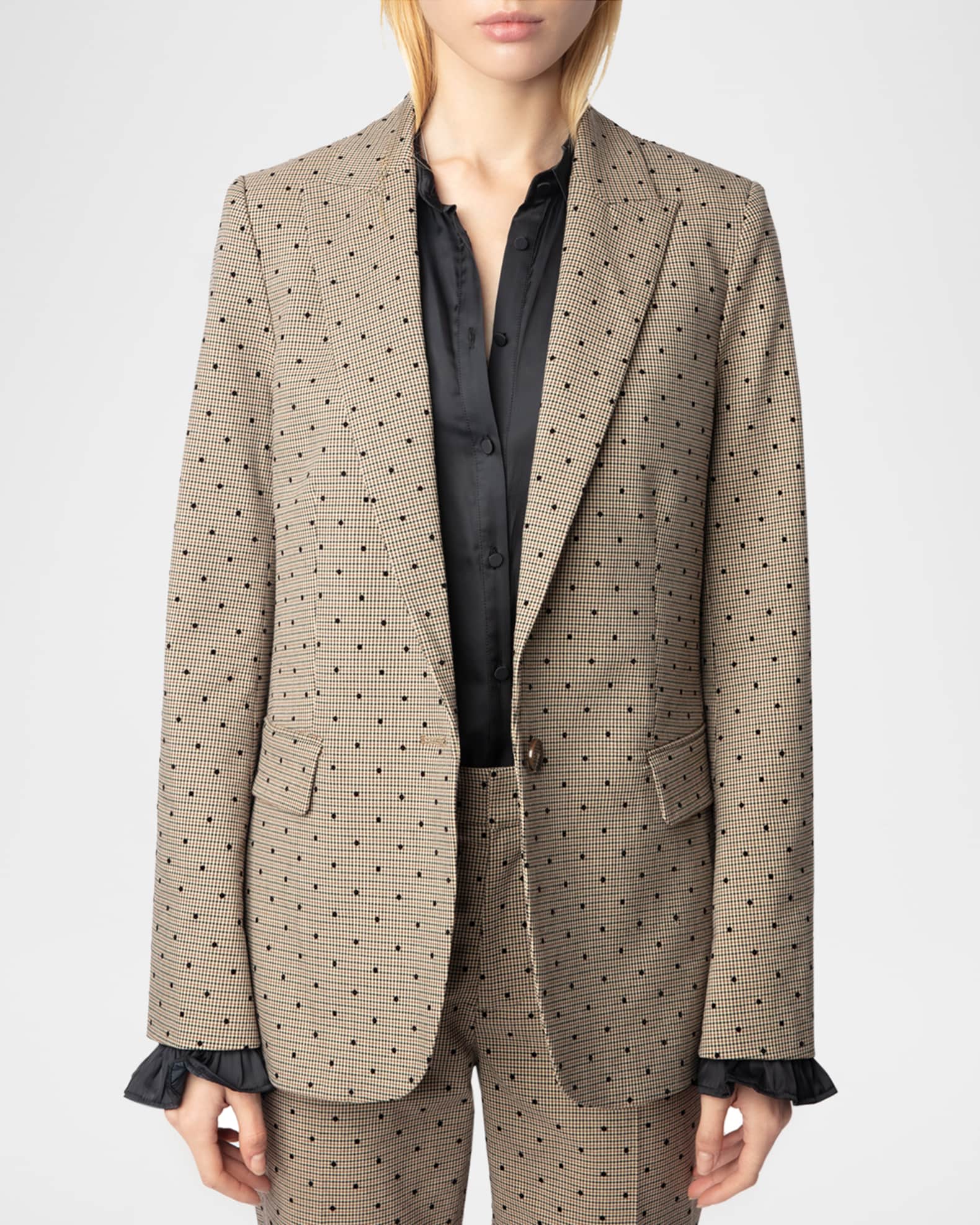 Zadig & Voltaire Valse Check Dots Single-Breasted Blazer | Neiman Marcus
