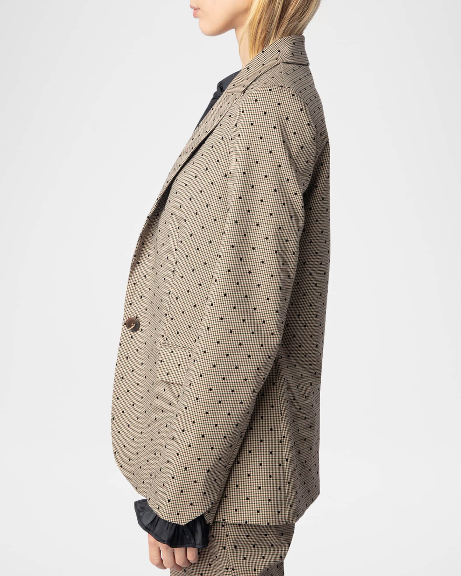 Zadig & Voltaire Valse Check Dots Single-Breasted Blazer | Neiman Marcus