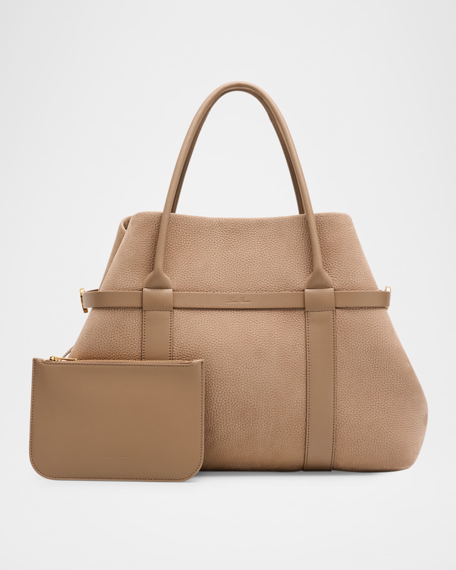 Loro Piana Ghiera Large Grained Nubuck Leather Shopper Tote Bag ...