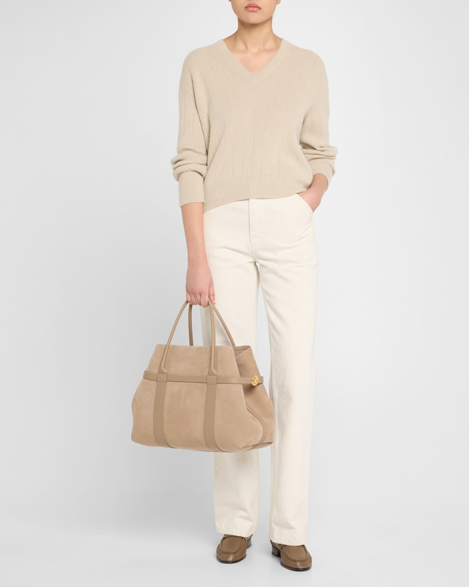 Loro Piana Ghiera Large Grained Nubuck Leather Shopper Tote Bag ...