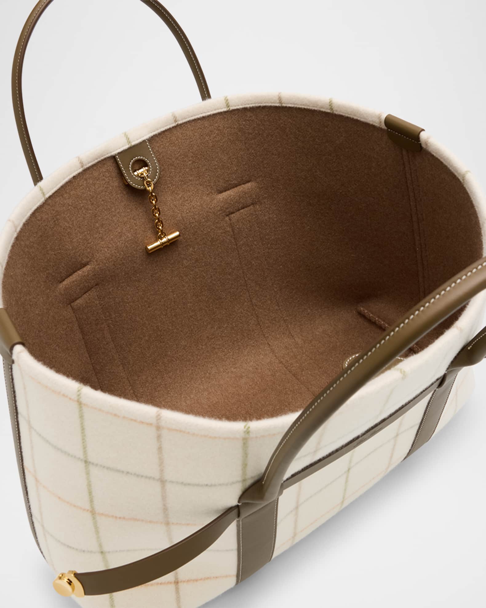 Loro Piana Ghiera Plaid Cashmere Belt Tote Bag | Neiman Marcus
