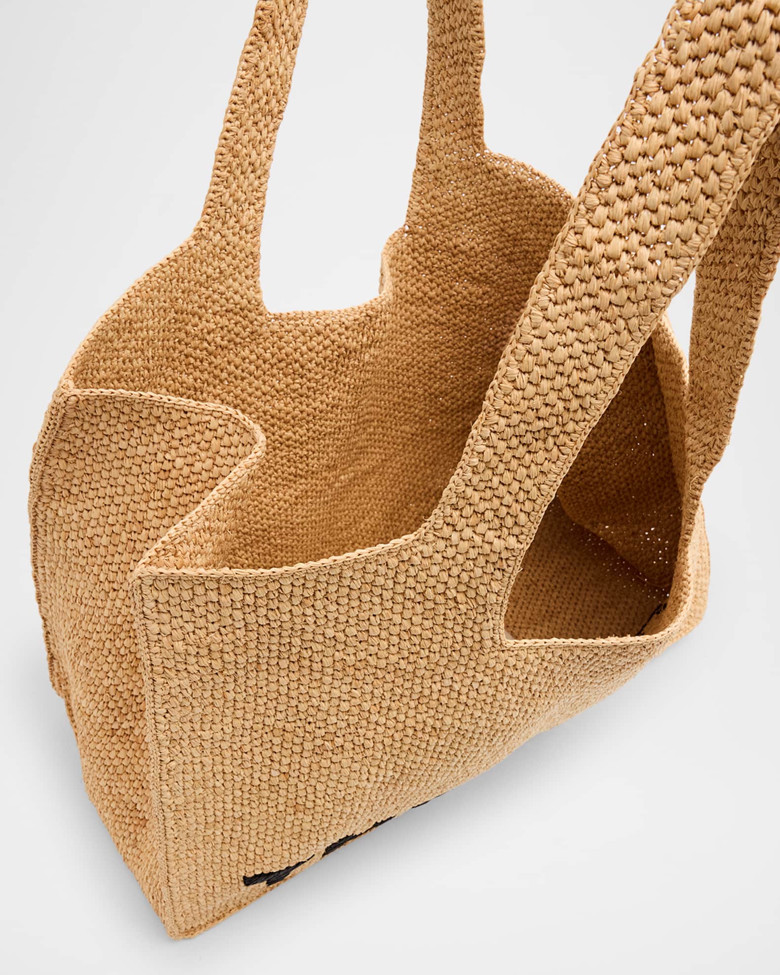 THEMOIRE Morea Raffia Vegan Fabric Shoulder Bag | Neiman Marcus