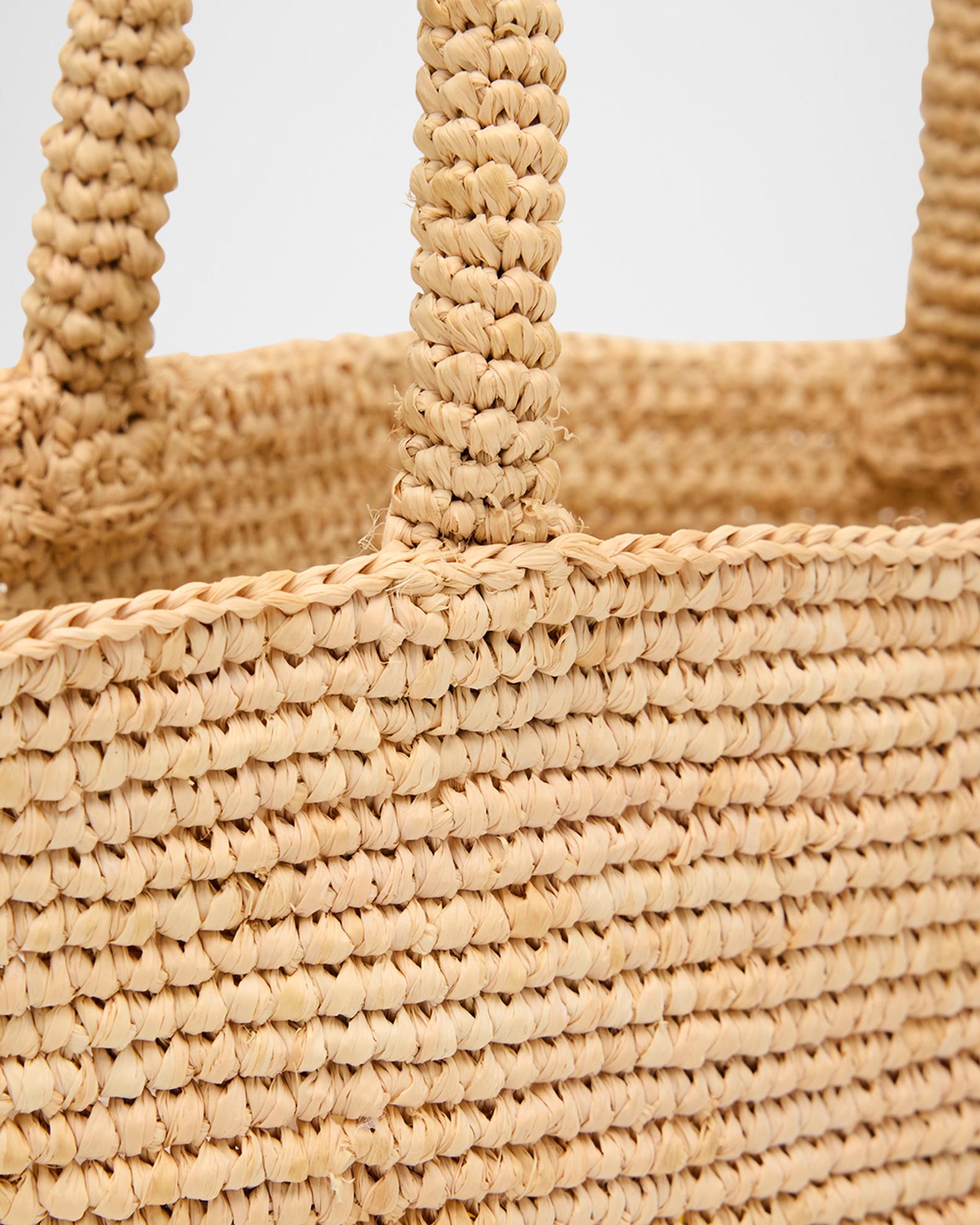 Manebi Medium Palm Tree Raffia Tote Bag | Neiman Marcus