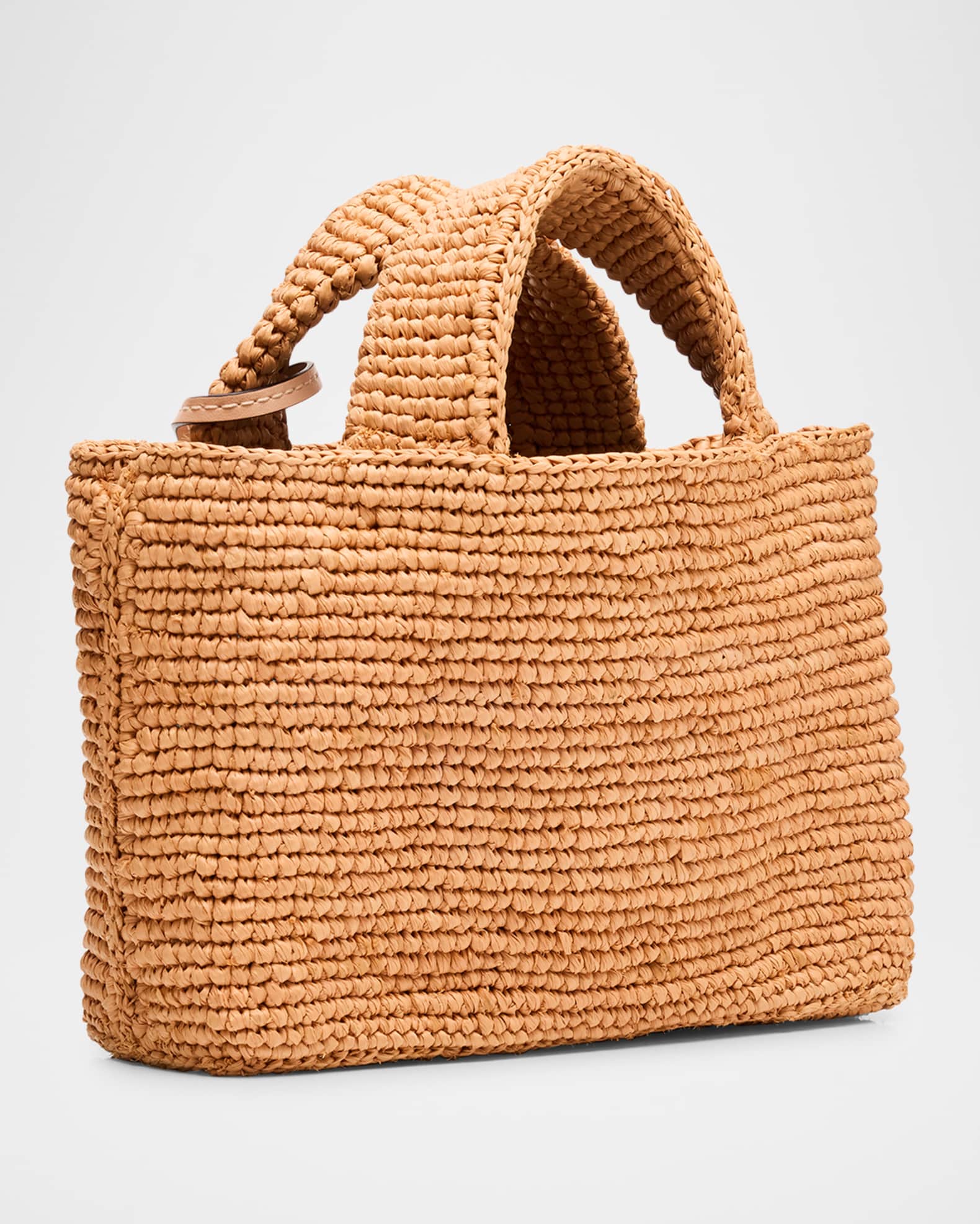 Manebi Sunset Mini Raffia Top-Handle Bag | Neiman Marcus