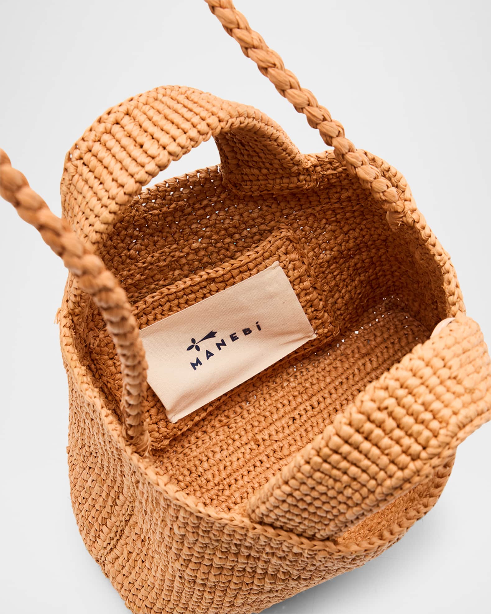 Manebi Sunset Mini Raffia Top-Handle Bag | Neiman Marcus
