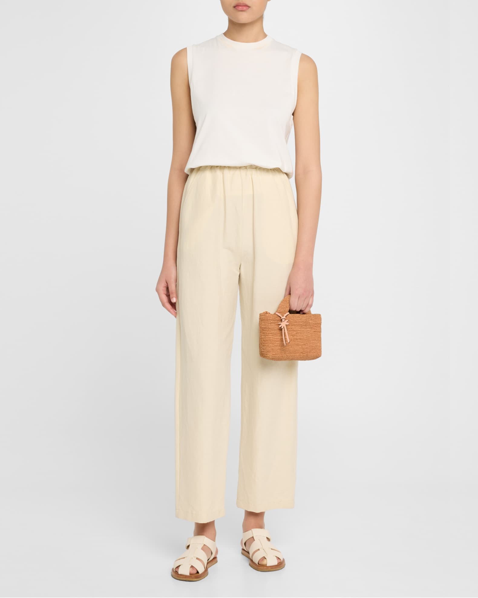 Manebi Sunset Mini Raffia Top-Handle Bag | Neiman Marcus