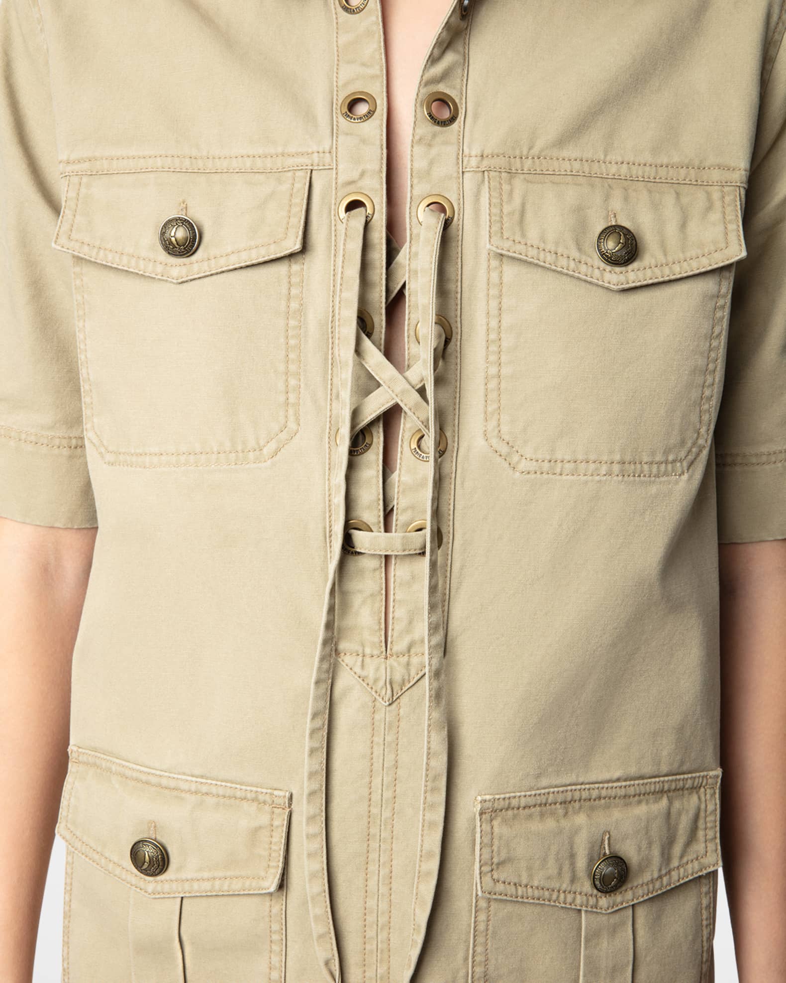 Zadig & Voltaire Record Lace-Up Mini Dress | Neiman Marcus