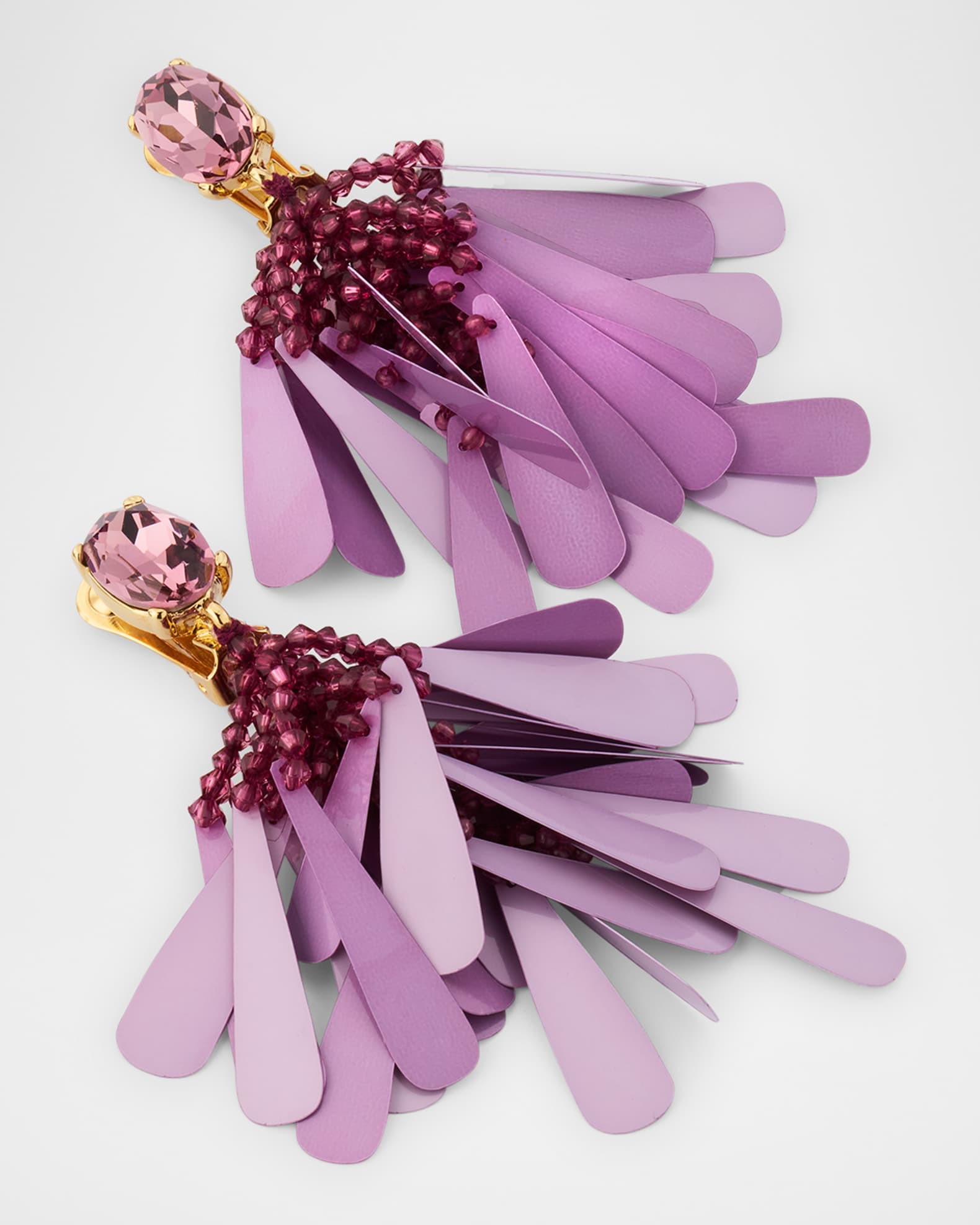 Oscar de la Renta Long Sequined Clip-On Earrings | Neiman Marcus