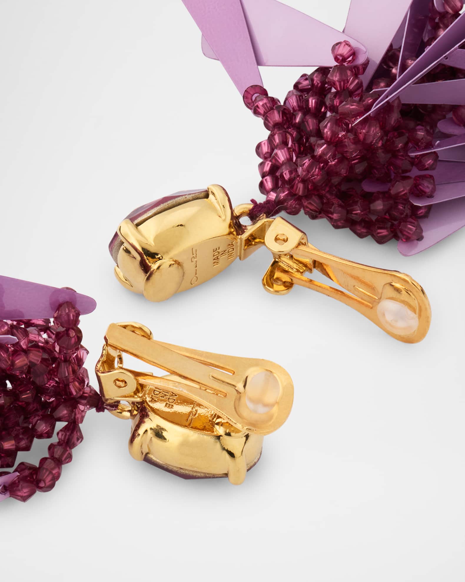 Oscar de la Renta Long Sequined Clip-On Earrings | Neiman Marcus