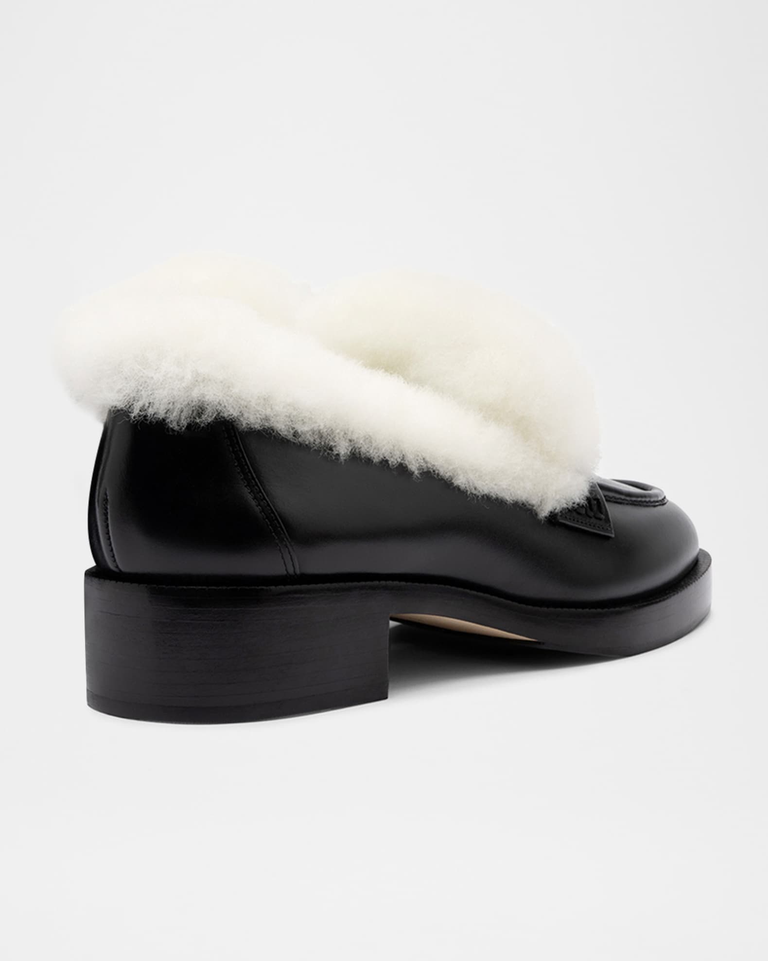 Larroude Bobbie Leather Shearling Loafers | Neiman Marcus