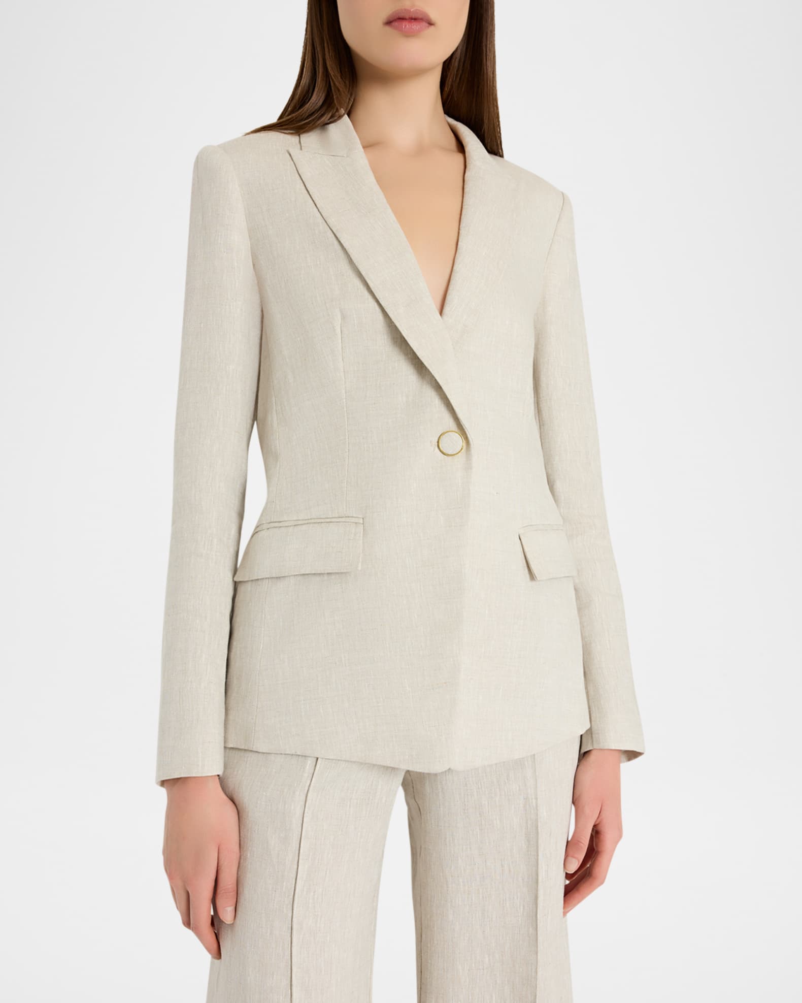 Milly Alexa Single-Button Linen Blend Blazer | Neiman Marcus