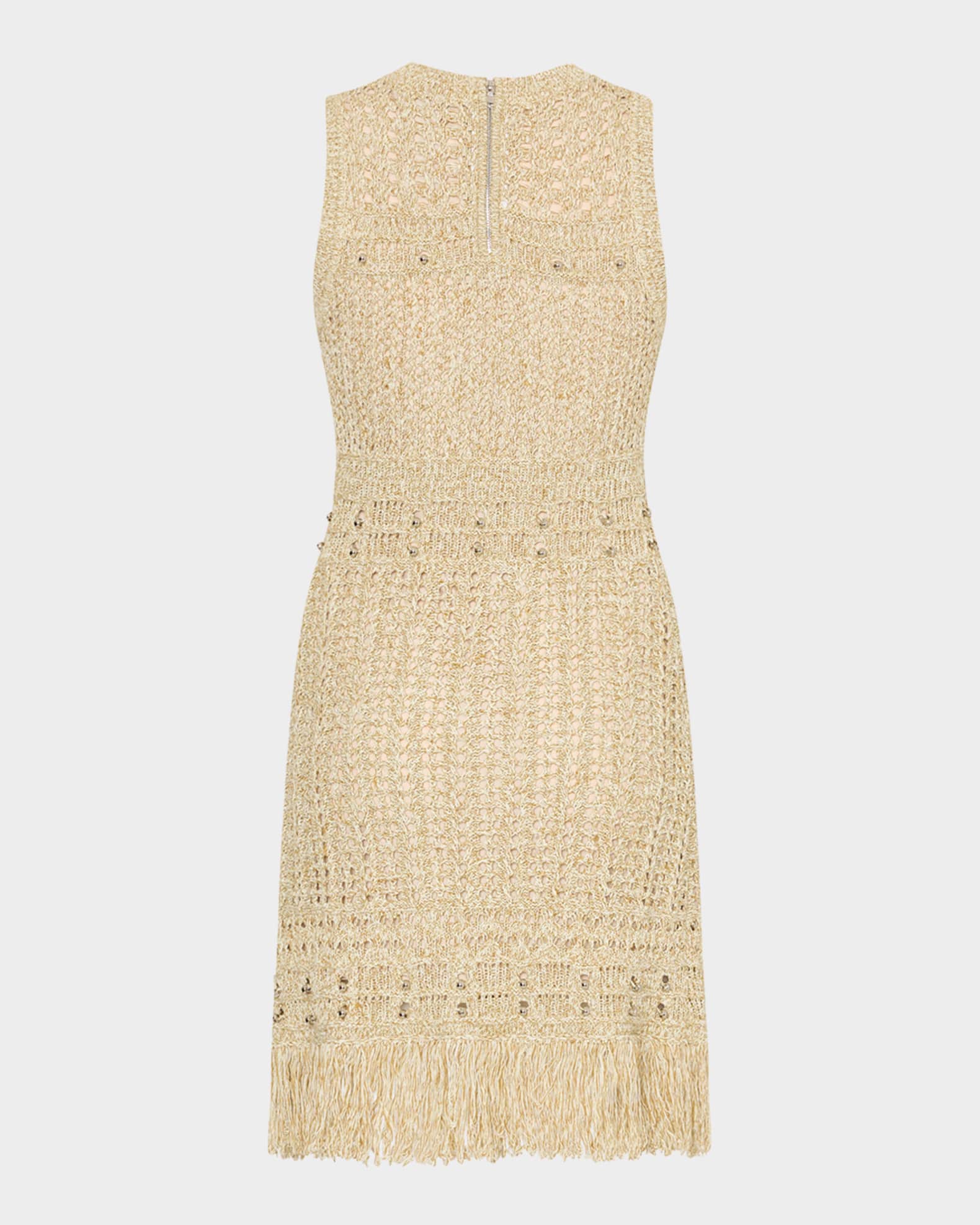 Milly Beaded Fringe-Hem Knit Mini Dress | Neiman Marcus
