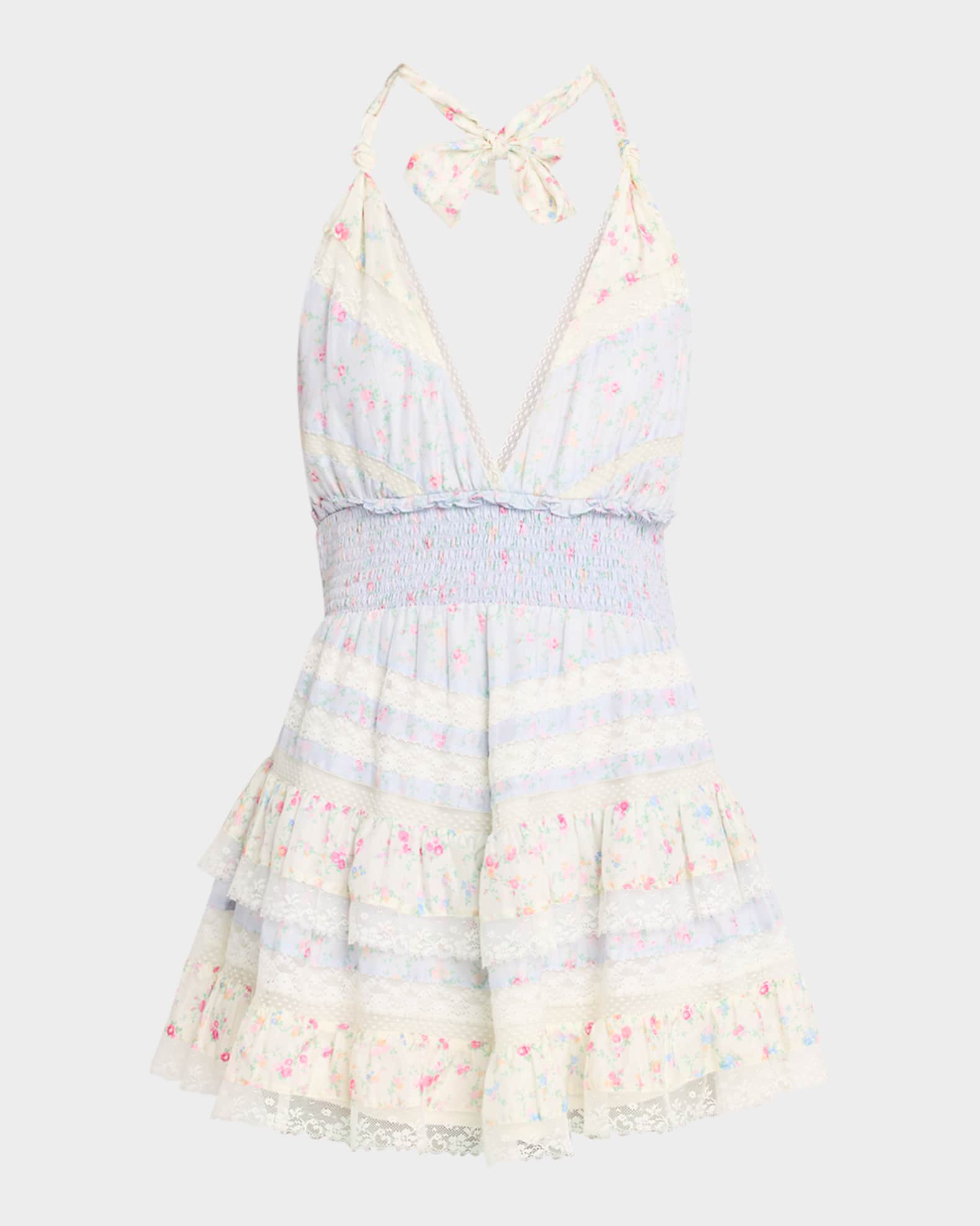 LoveShackFancy Prim Halter Mini Dress | Neiman Marcus