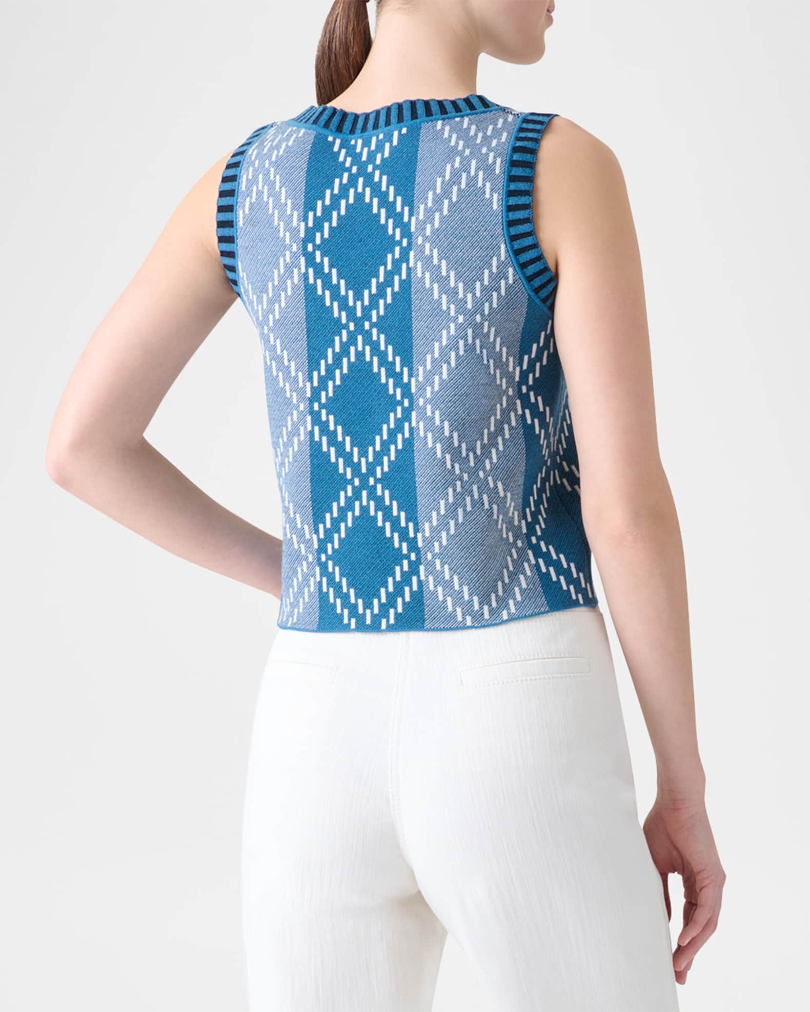 Akris punto Diamond Jacquard Merino Wool Top | Neiman Marcus