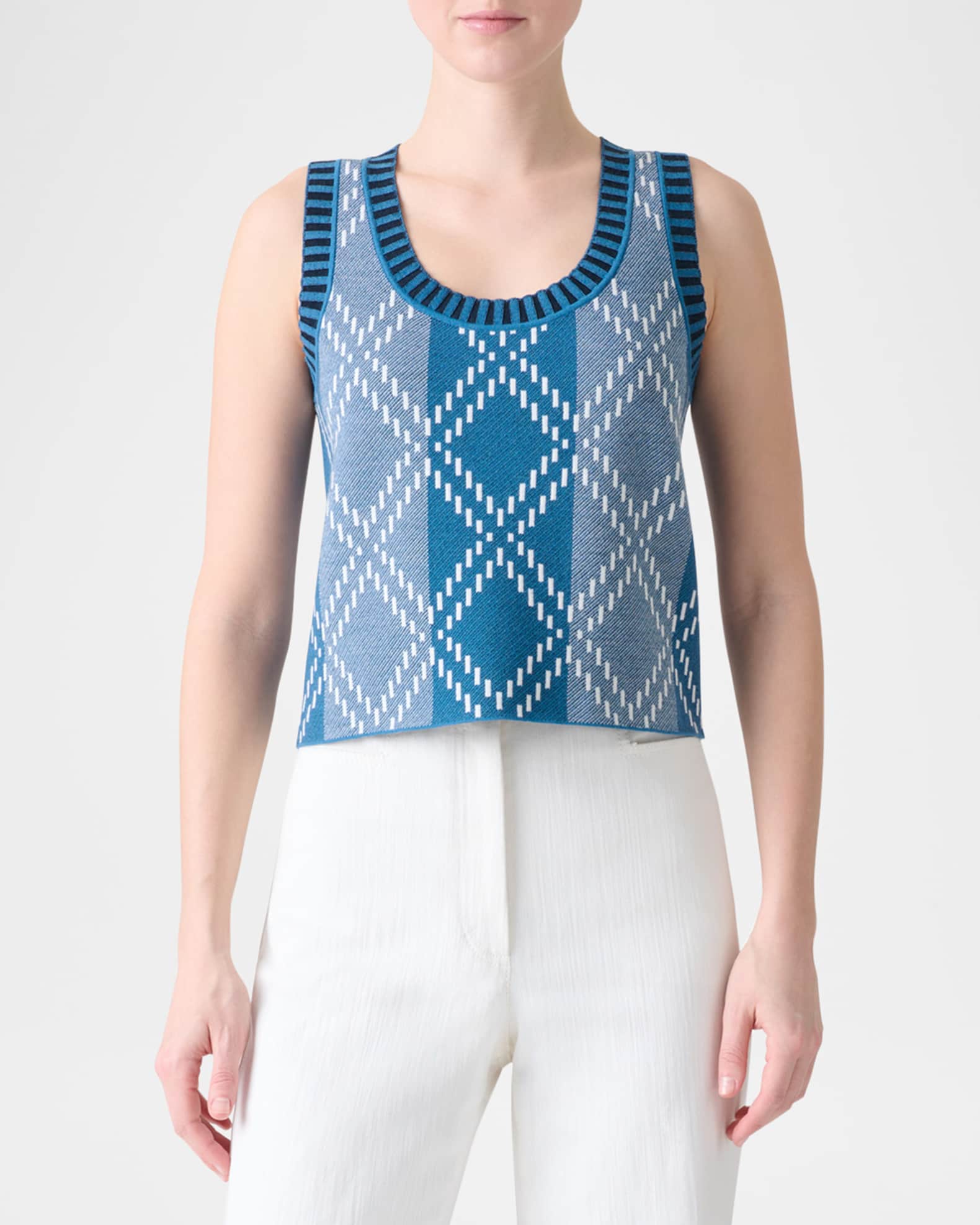 Akris punto Diamond Jacquard Merino Wool Top | Neiman Marcus