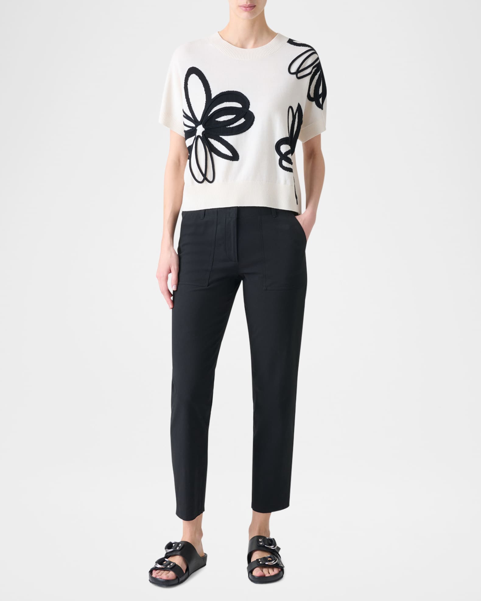 Akris punto Daisy Blow Up Intarsia Merino Wool Sweater | Neiman Marcus