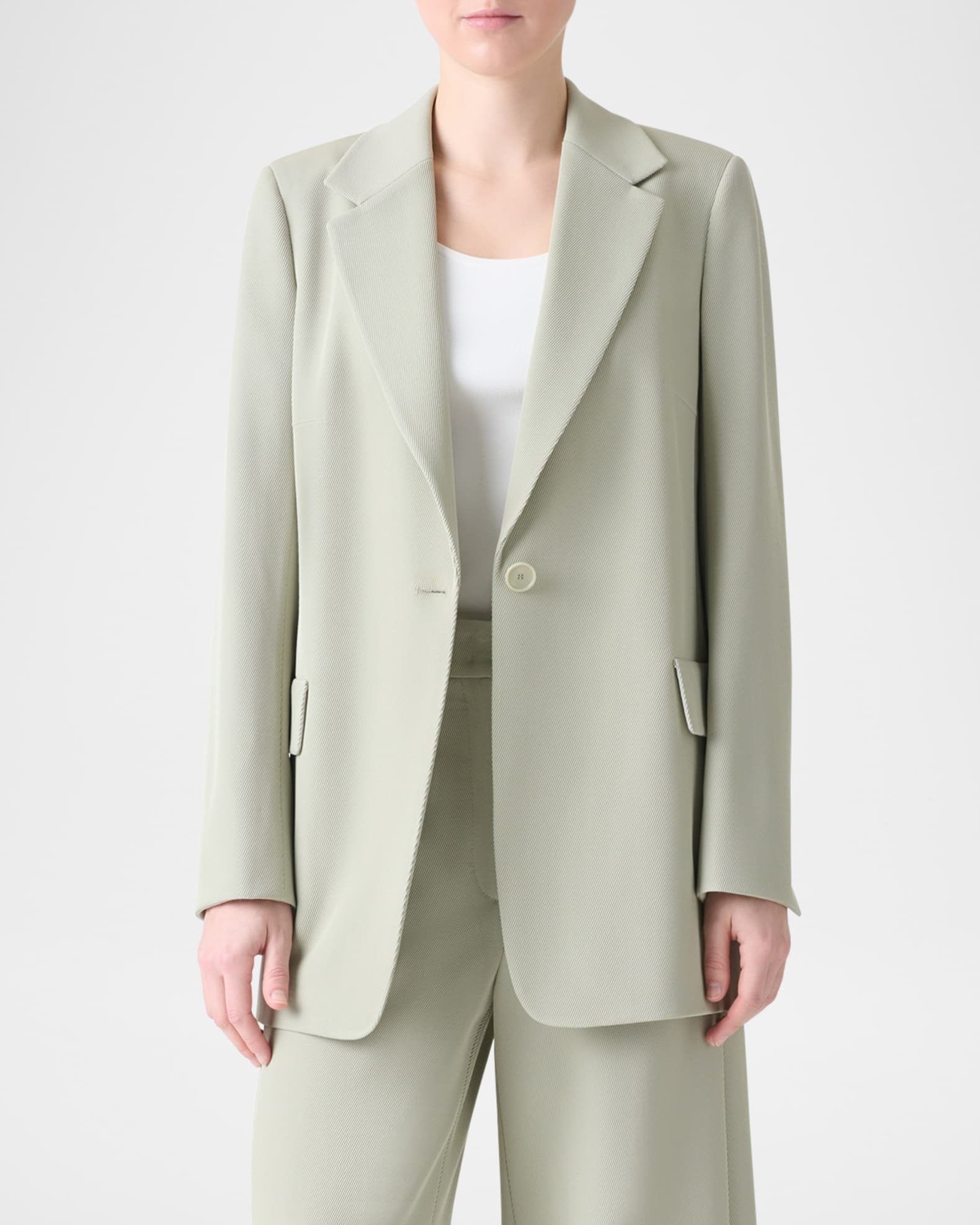 Akris punto Single-Breasted Wool Tricotine Boyfriend Blazer | Neiman Marcus