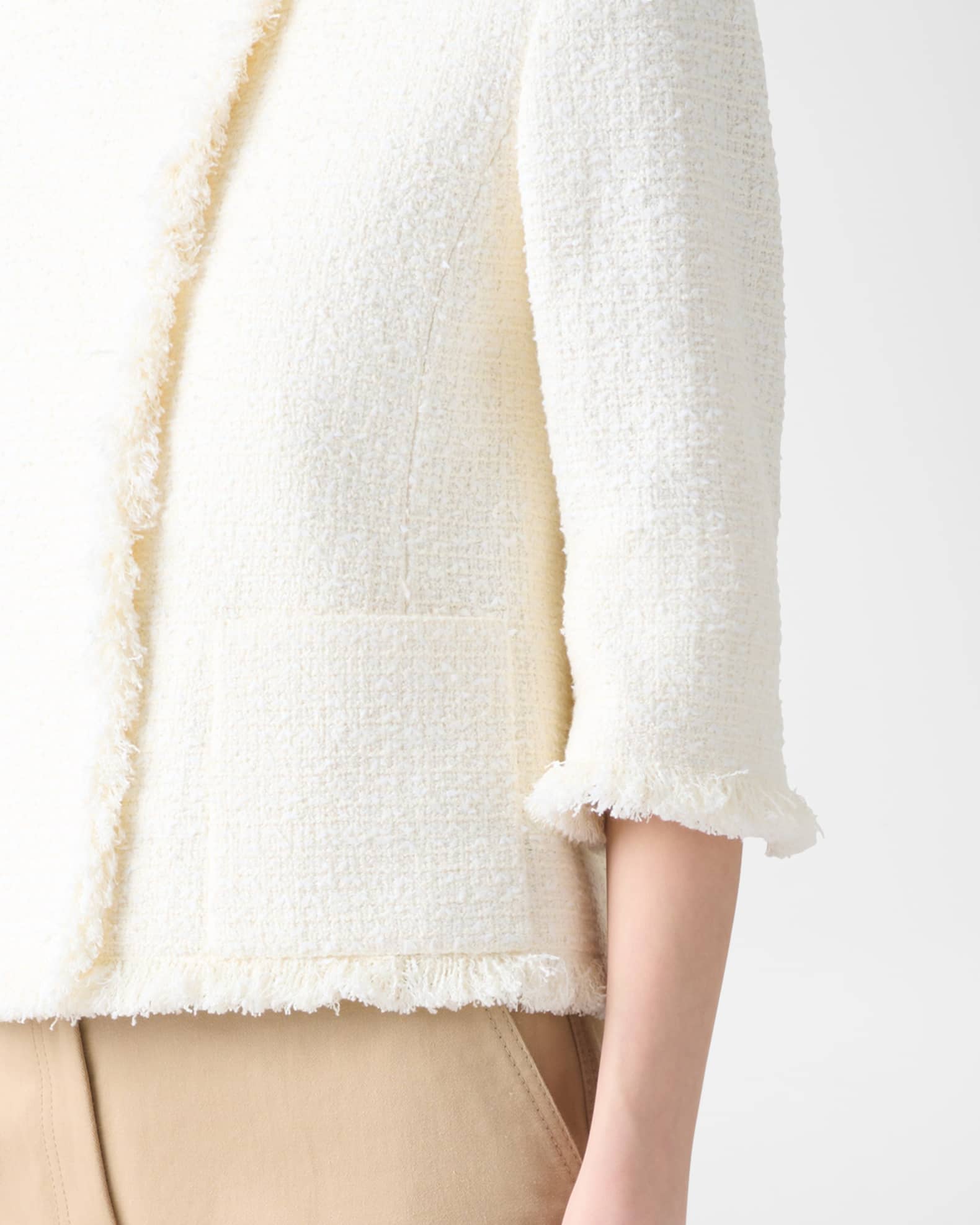 Akris punto Bracelet-Sleeve Fringed Boucle Tweed Jacket | Neiman Marcus