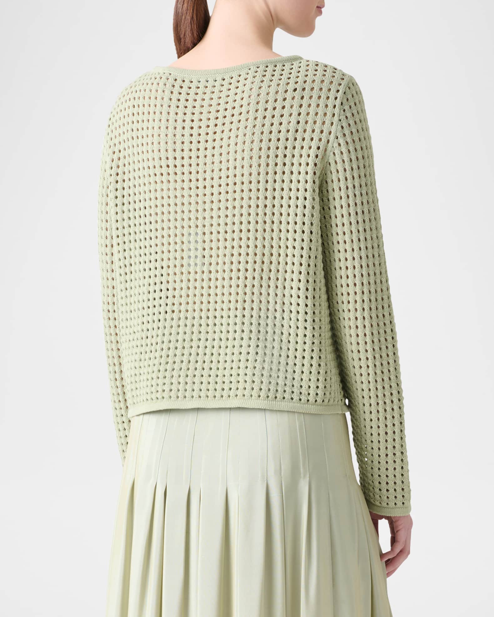 Akris punto Boat-Neck Chunky Cotton Mesh Knit Sweater | Neiman Marcus