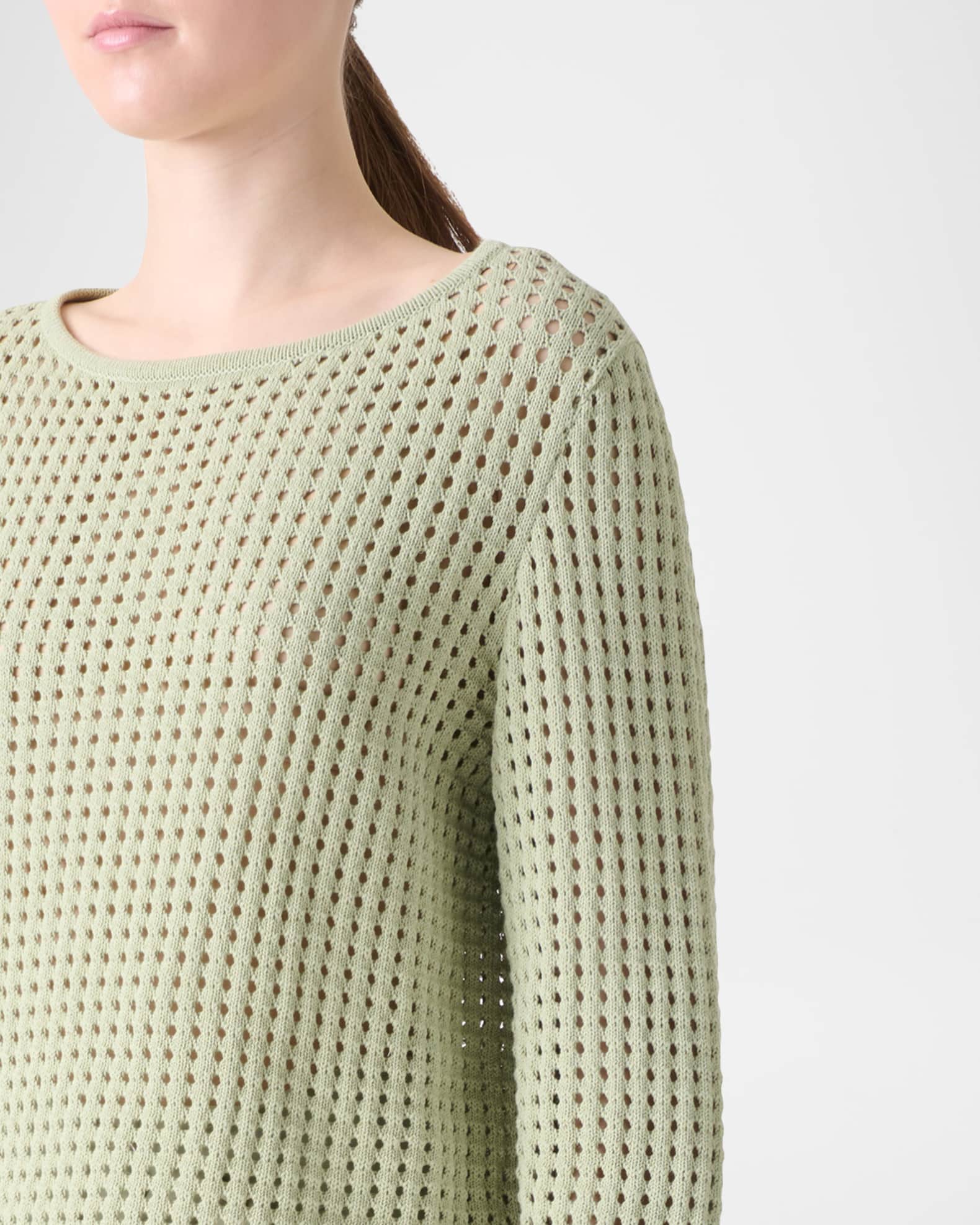 Akris punto Boat-Neck Chunky Cotton Mesh Knit Sweater | Neiman Marcus