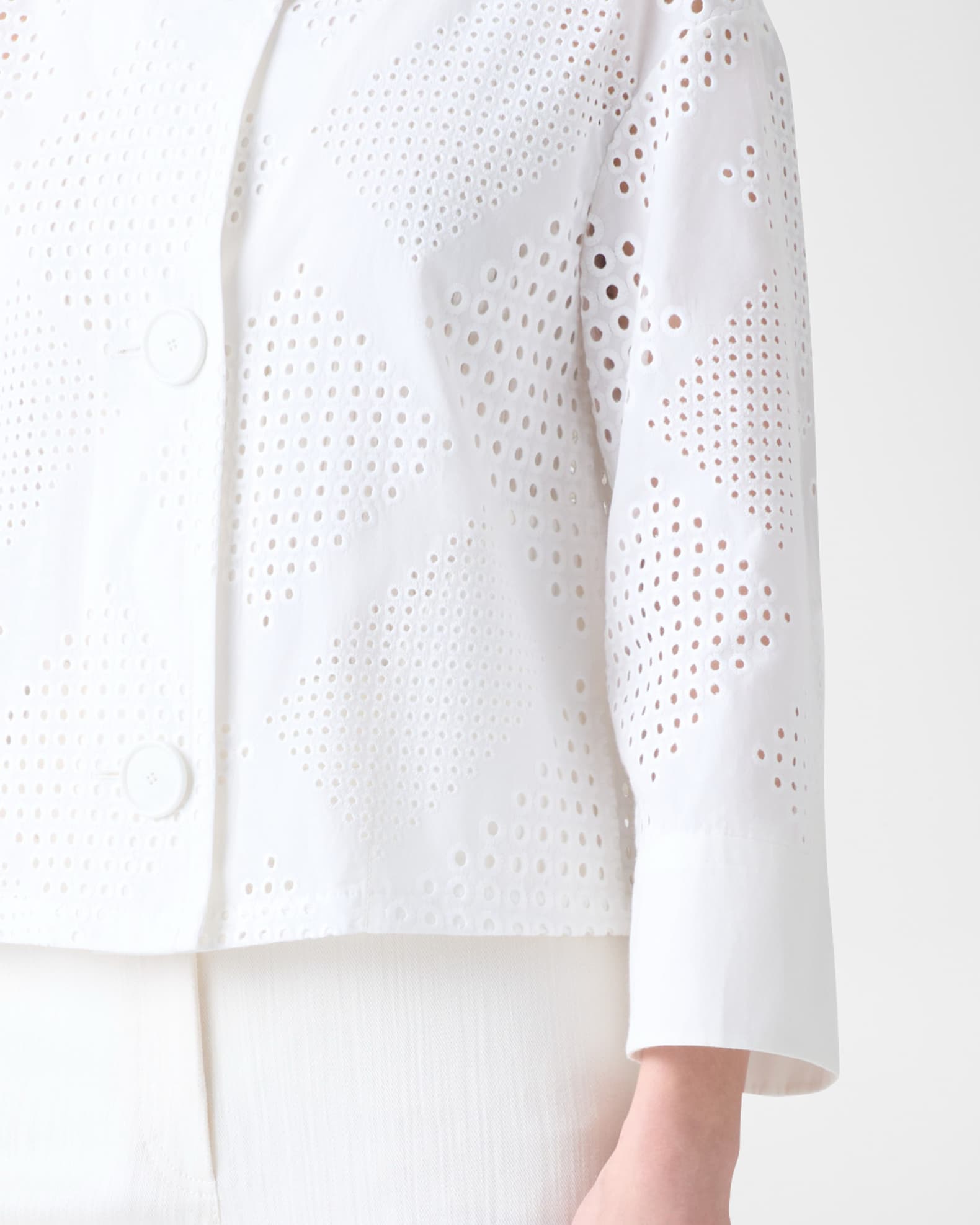 Akris punto Boxy Diamond Eyelet Cotton Poplin Jacket | Neiman Marcus