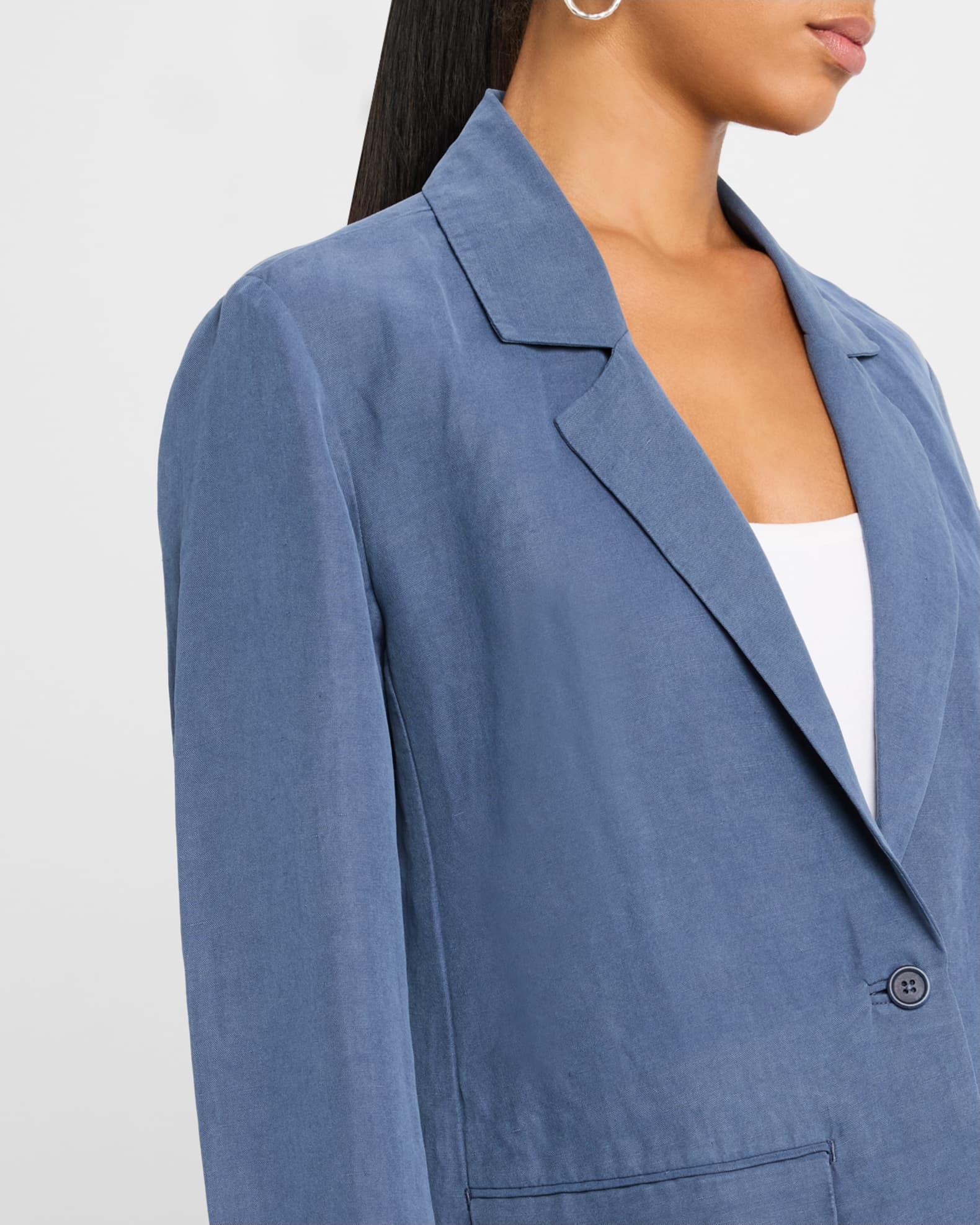 Eileen Fisher Single-Button Twill Blazer | Neiman Marcus