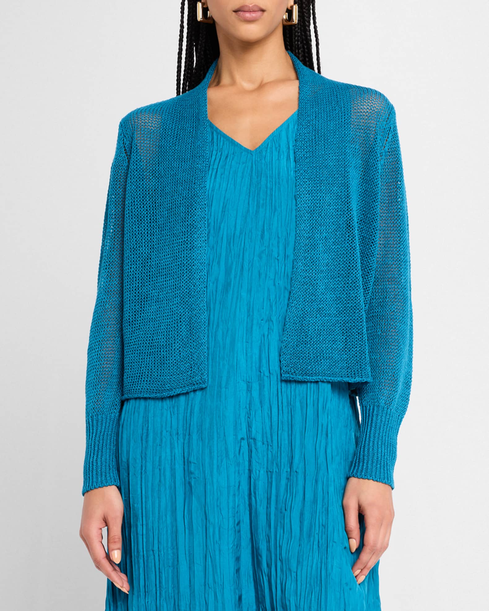 Eileen Fisher Petite Knit Organic Linen-Cotton Cardigan | Neiman Marcus